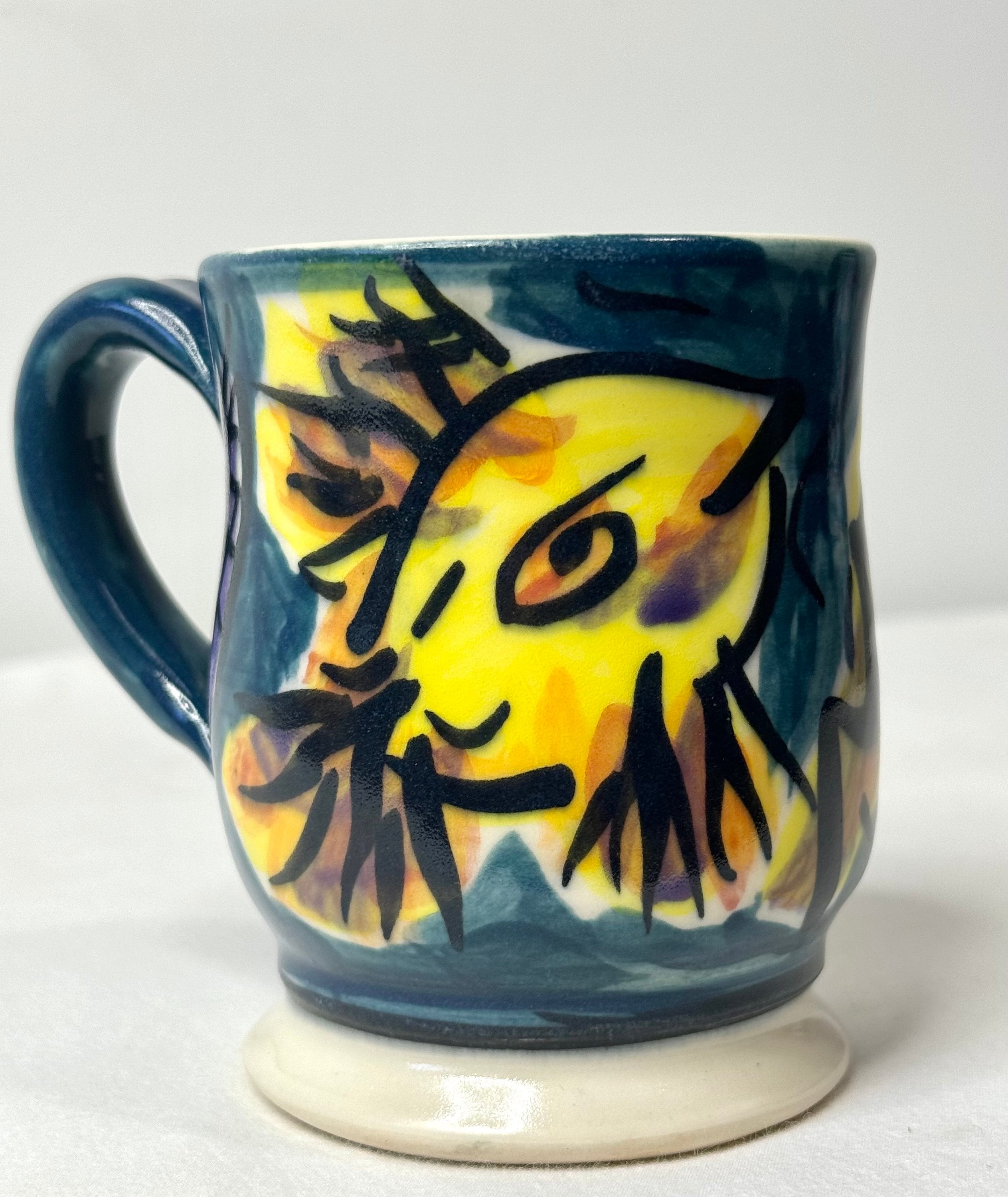 Vintage Japanese Koi Fish Pottery Mug Signed Kuniyoshi 1996 Abstract ...