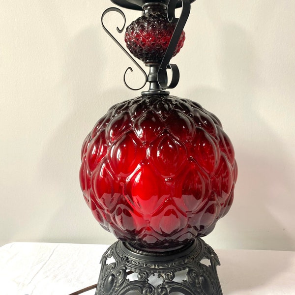 Red Glass Lamp - Etsy