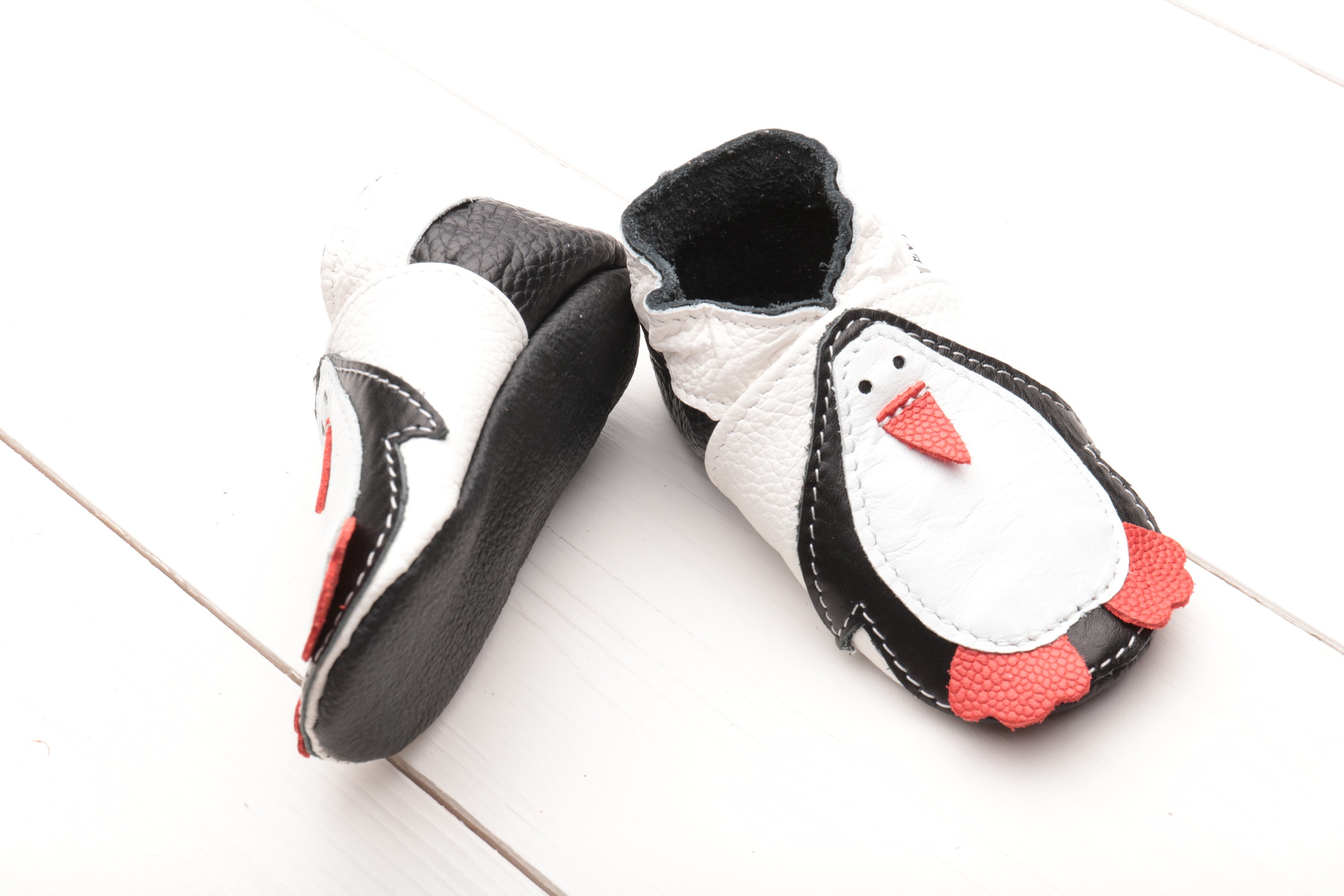 Penguin Baby Shoes, Black&white Leather Baby Shoes, Soft Sole Baby ...