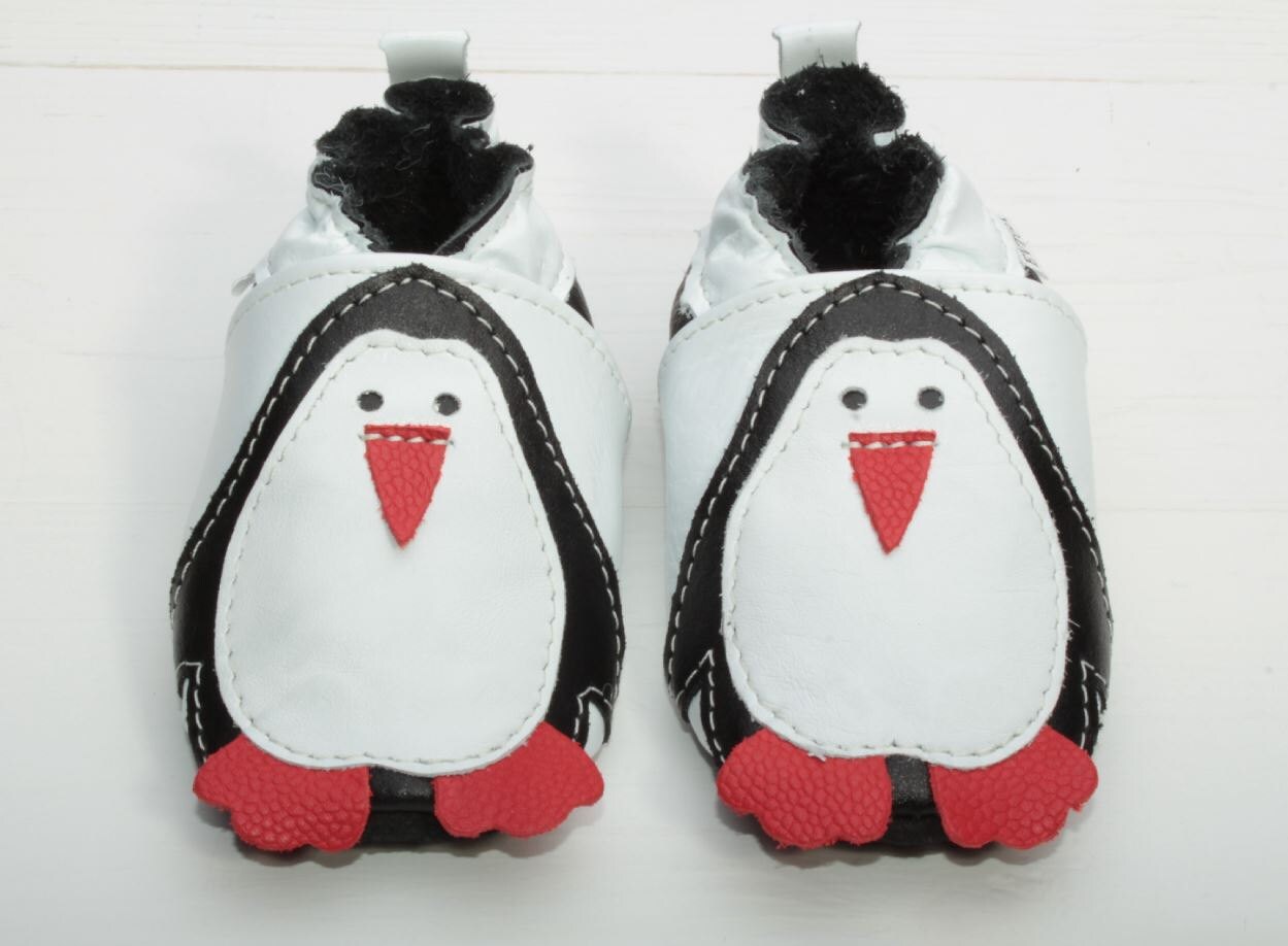 Penguin Baby Shoes Black&White Leather Baby Shoes Soft Sole | Etsy
