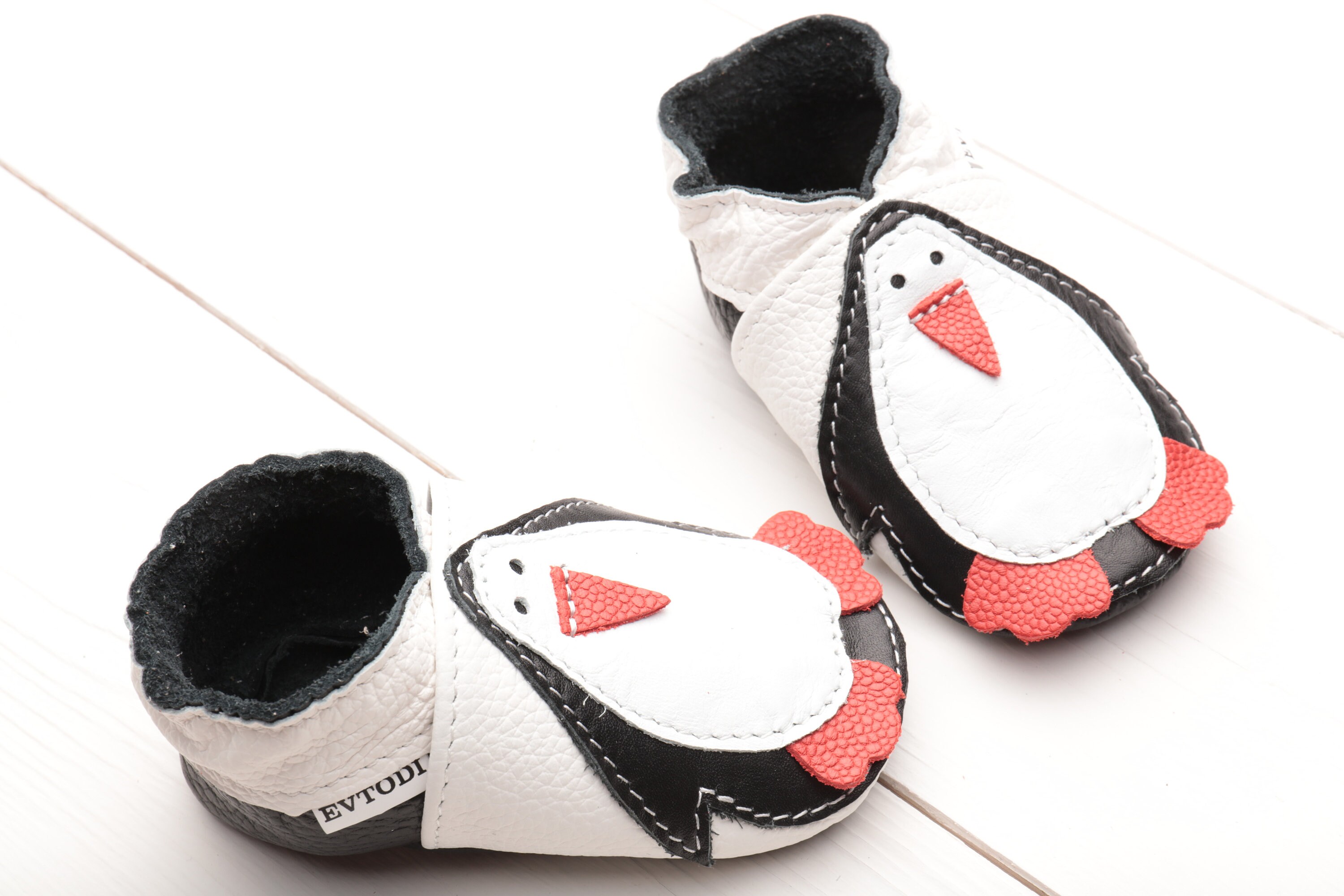 Penguin Baby Shoes, Black&white Leather Baby Shoes, Soft Sole Baby ...
