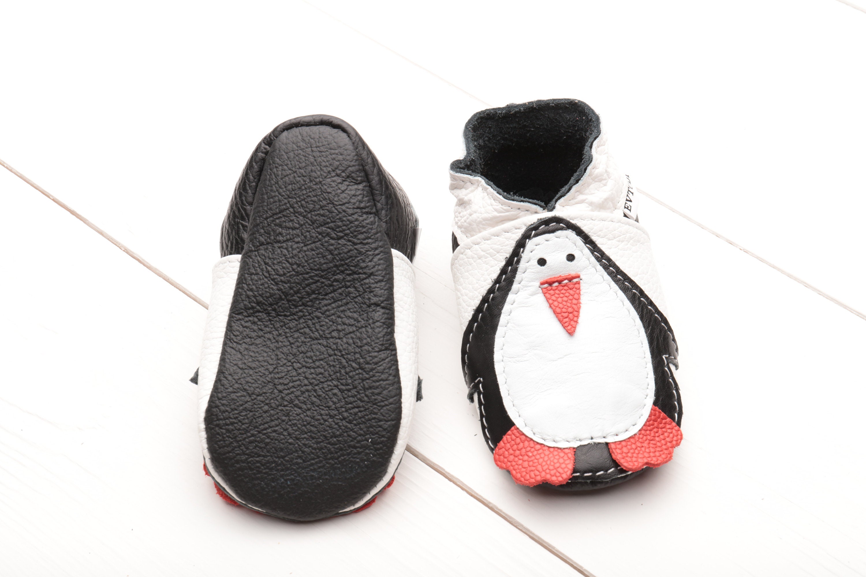 Penguin Baby Shoes, Black&white Leather Baby Shoes, Soft Sole Baby ...