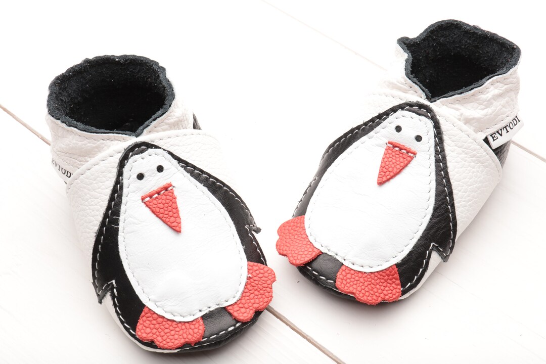 Penguin Baby Shoes, Black&white Leather Baby Shoes, Soft Sole Baby ...