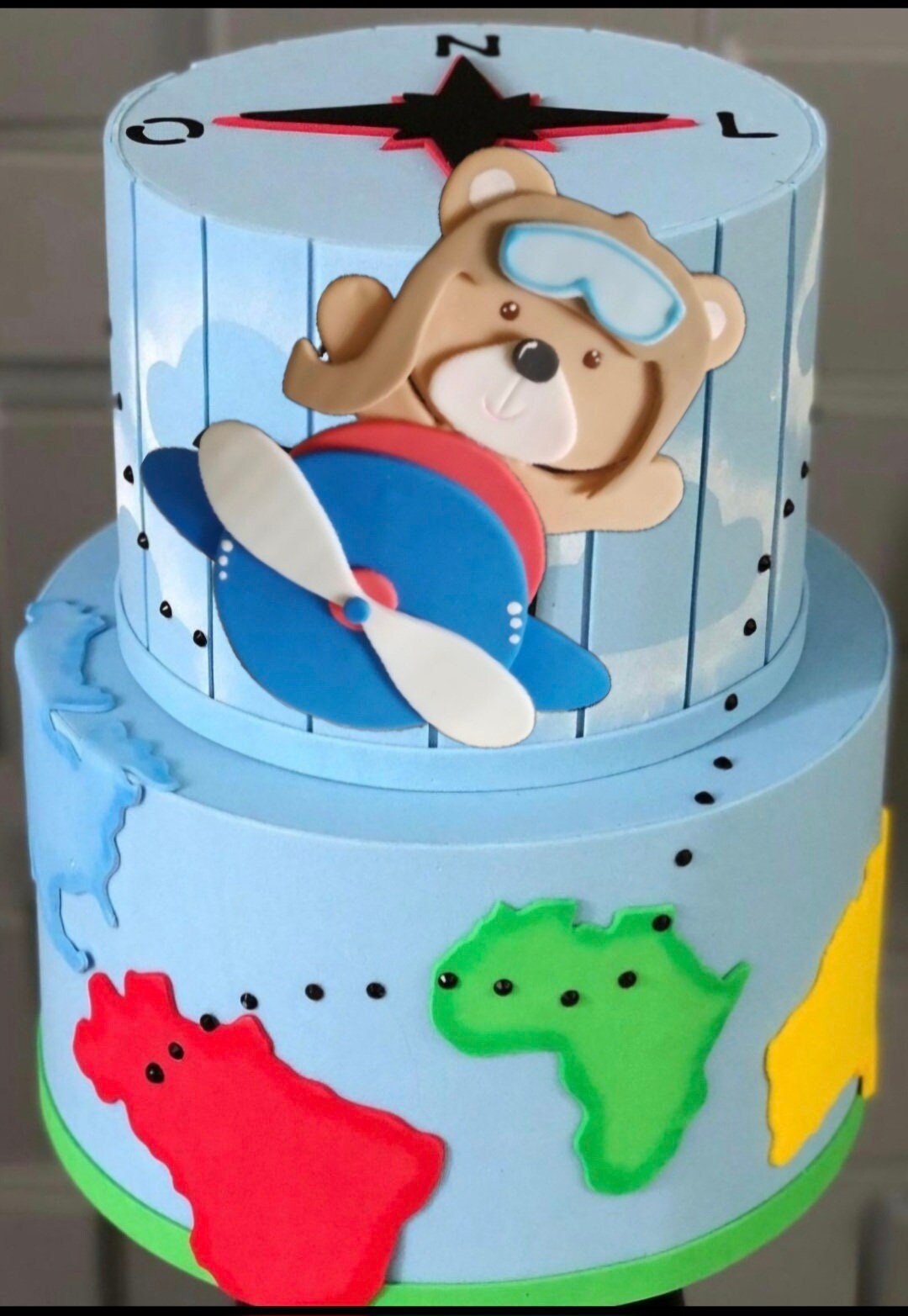 Airplane Cake Topper, Pilot Cake Decoration, Baby Shower Boy, Bear on ...