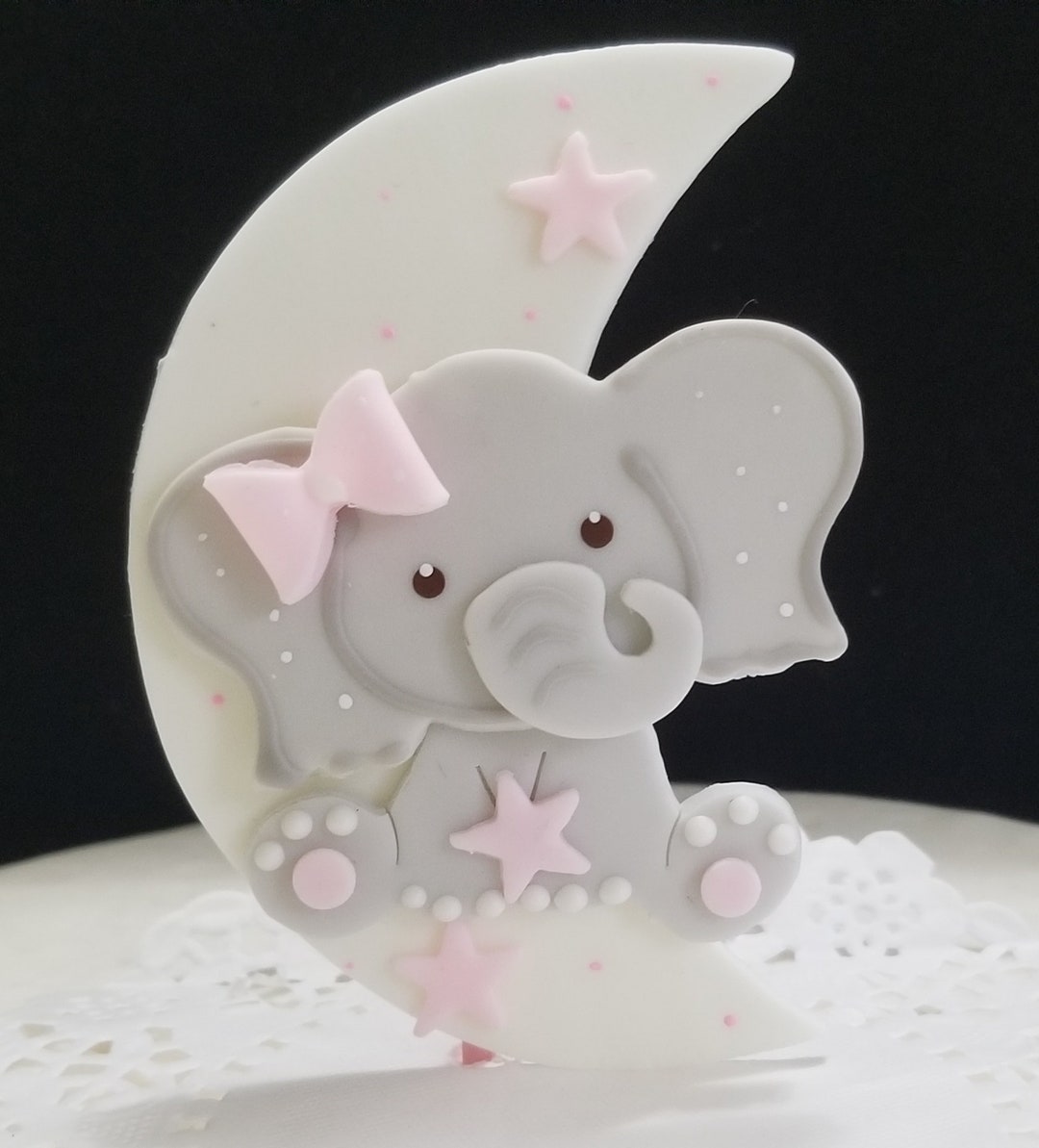 Moon Cake Topper, Elephant on Moon, Elephant Cake Topper, Baby Elephant ...