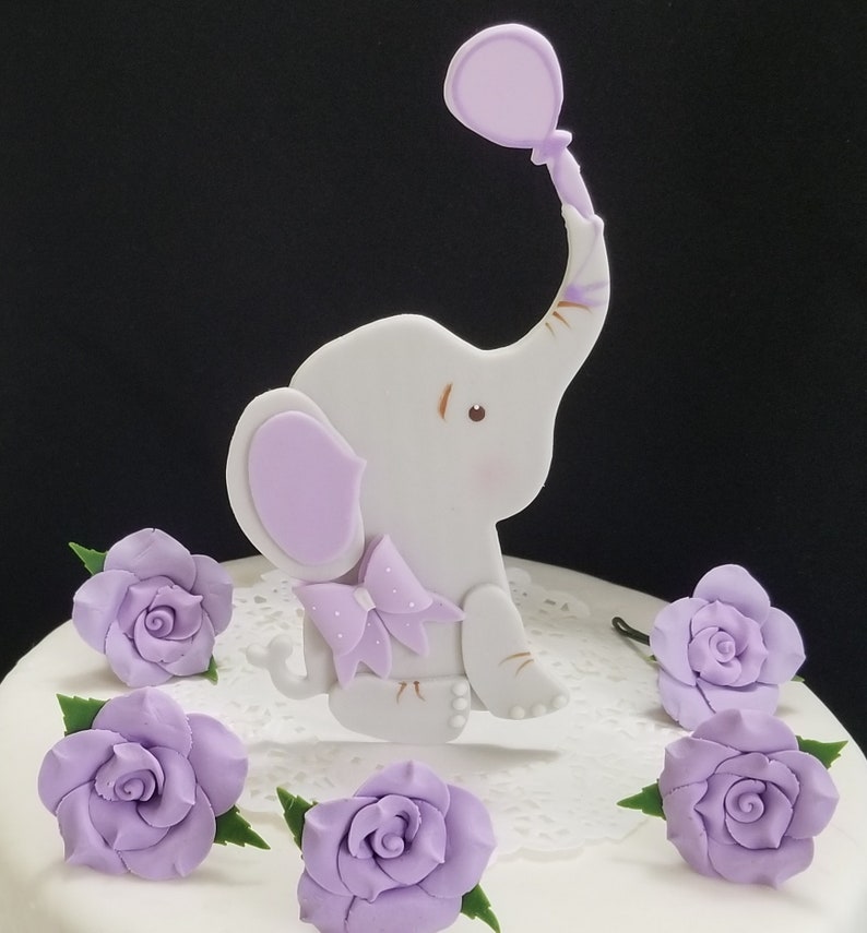 Elephant Cake Topper Baby Shower Elephant Gray Pink | Etsy