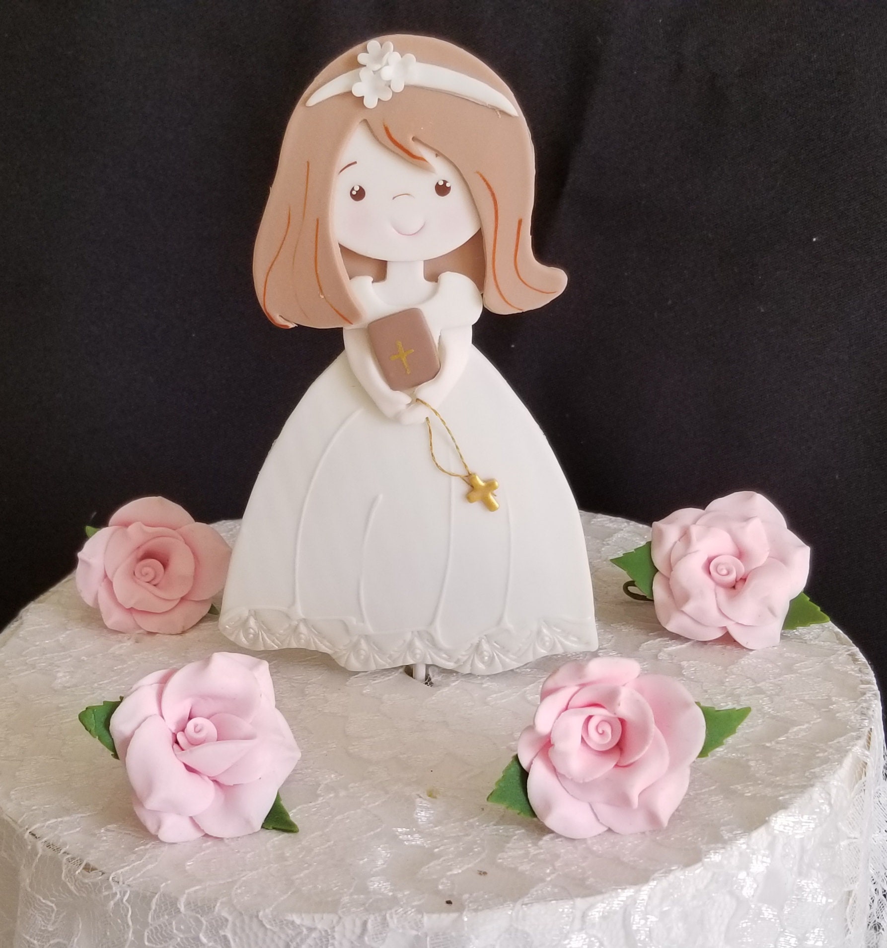 Girl Communion Cake Topper Girl First Communion Communion - Etsy