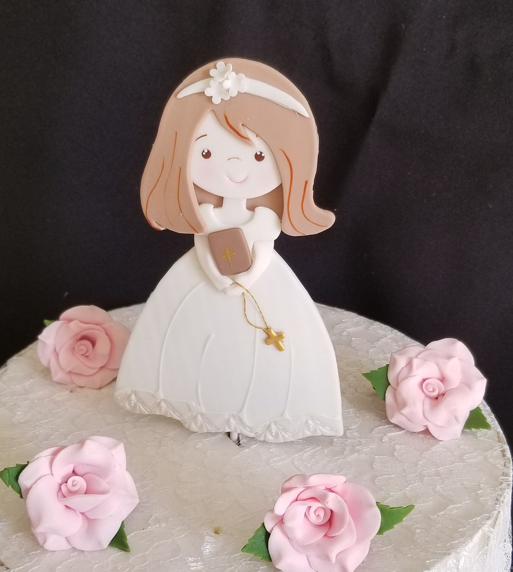 Girl Communion Cake Topper Girl First Communion Communion - Etsy