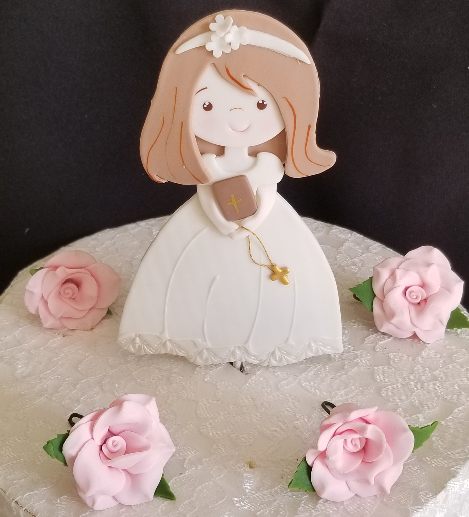 Girl Communion Cake Topper Girl First Communion Communion - Etsy
