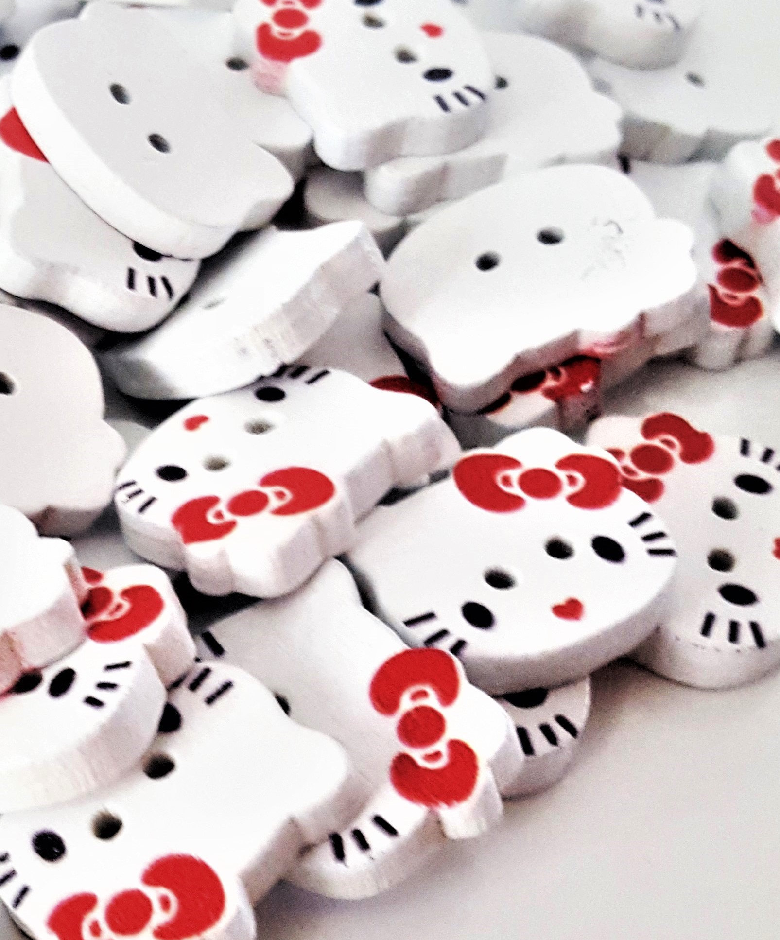 25 Kitty Wood Buttons Wooden Buttons for Kids Craft 2 Holes | Etsy