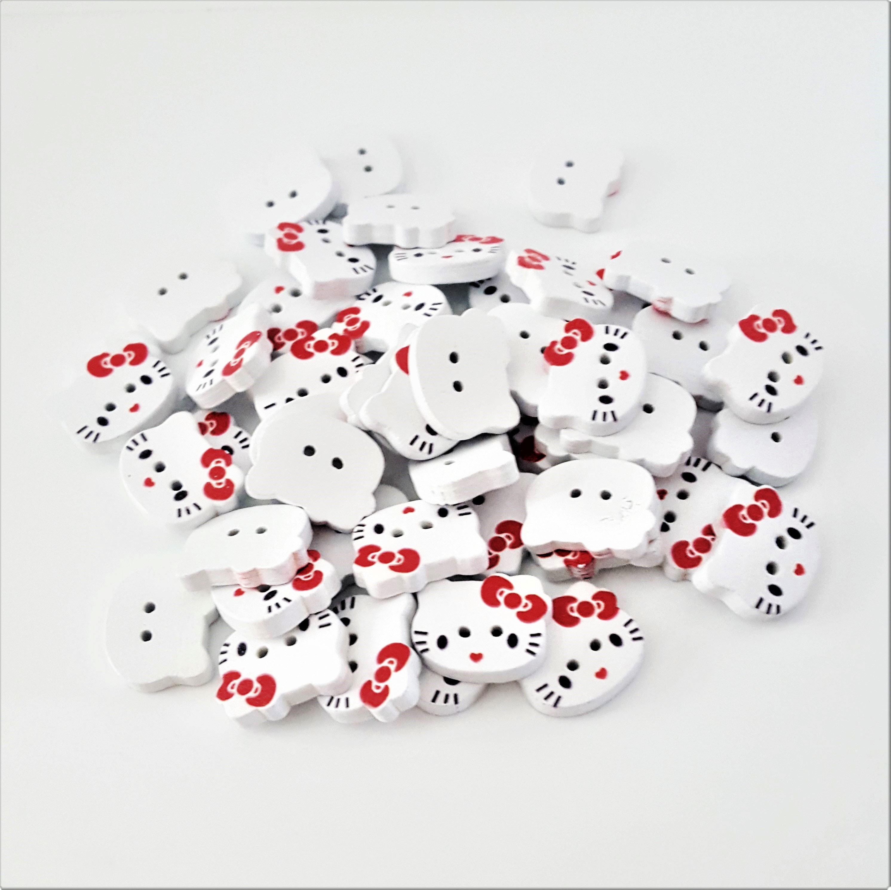 25 Kitty Wood Buttons Wooden Buttons for Kids Craft 2 Holes | Etsy