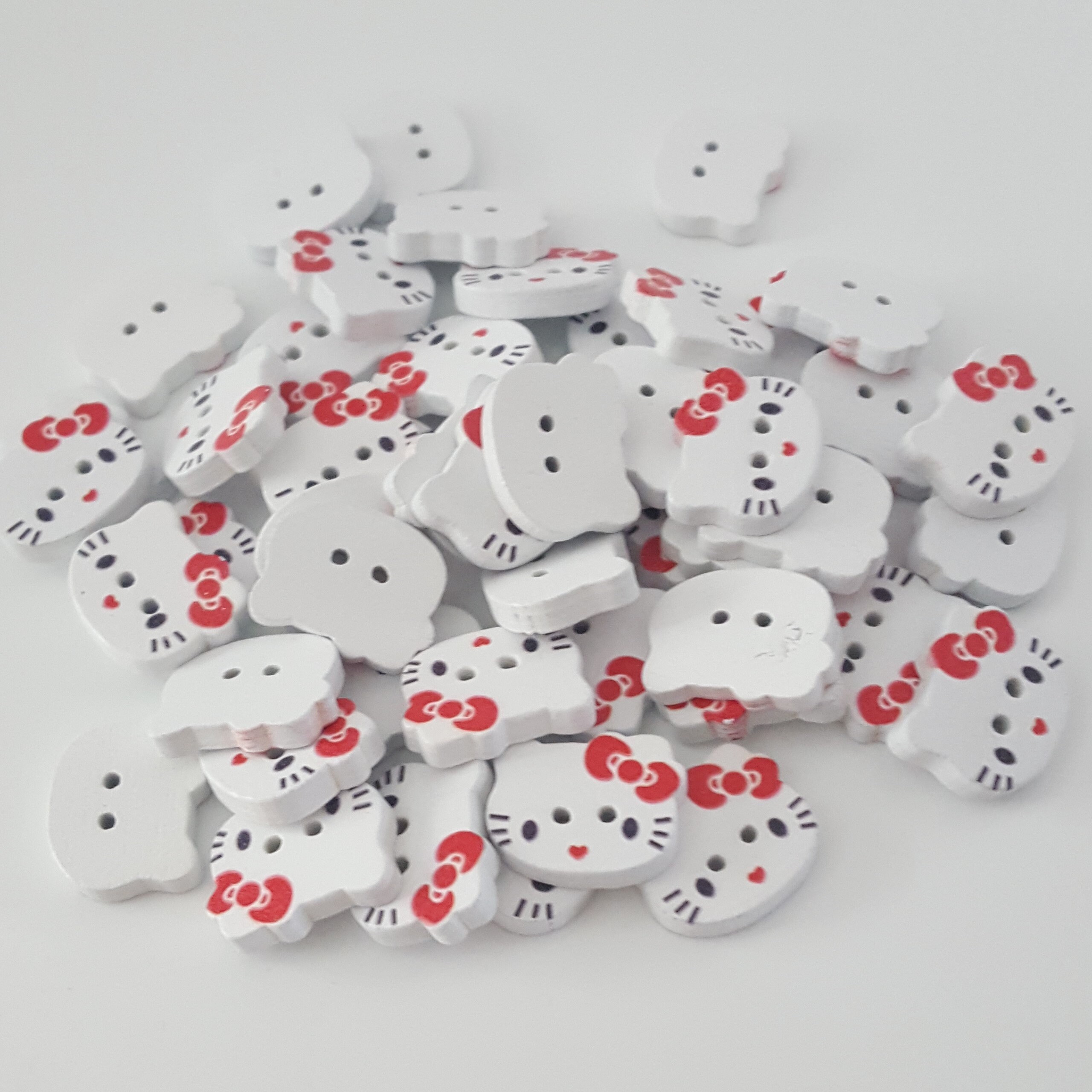 25 Kitty Wood Buttons Wooden Buttons for Kids Craft 2 Holes | Etsy