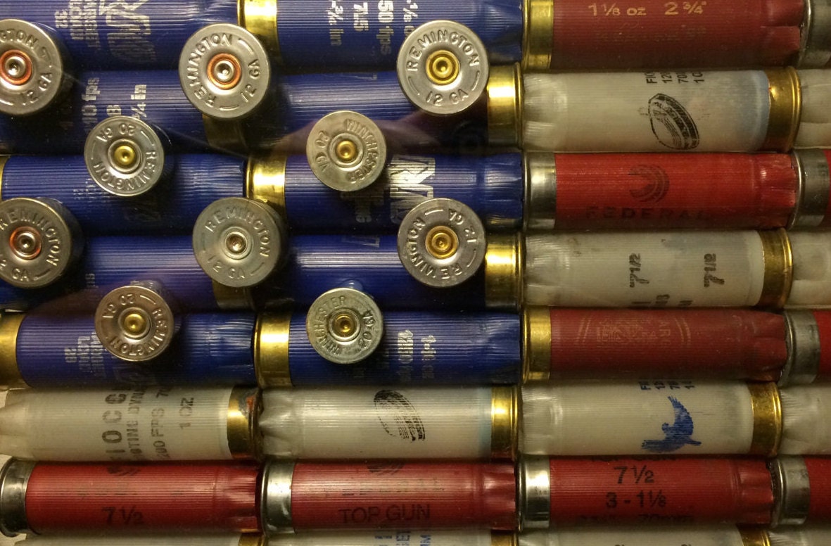 Shotgun Shell American Flag in a Faux Barnwood Shadowbox - Etsy