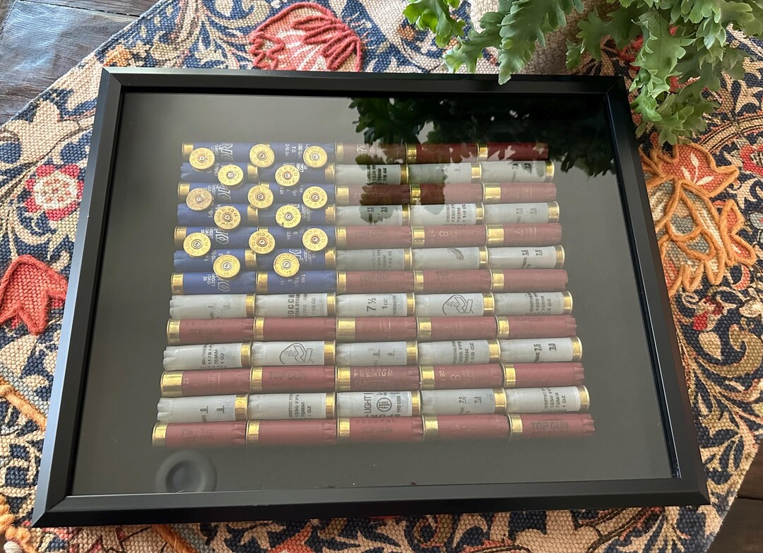 Shotgun Shell American Flag in Black Shadowbox - Etsy
