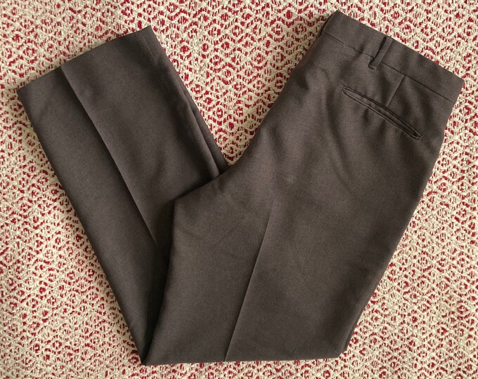 Vintage 60s 70s Brown Trousers Slacks > 35x30 35 Waist 30 Length > Made ...