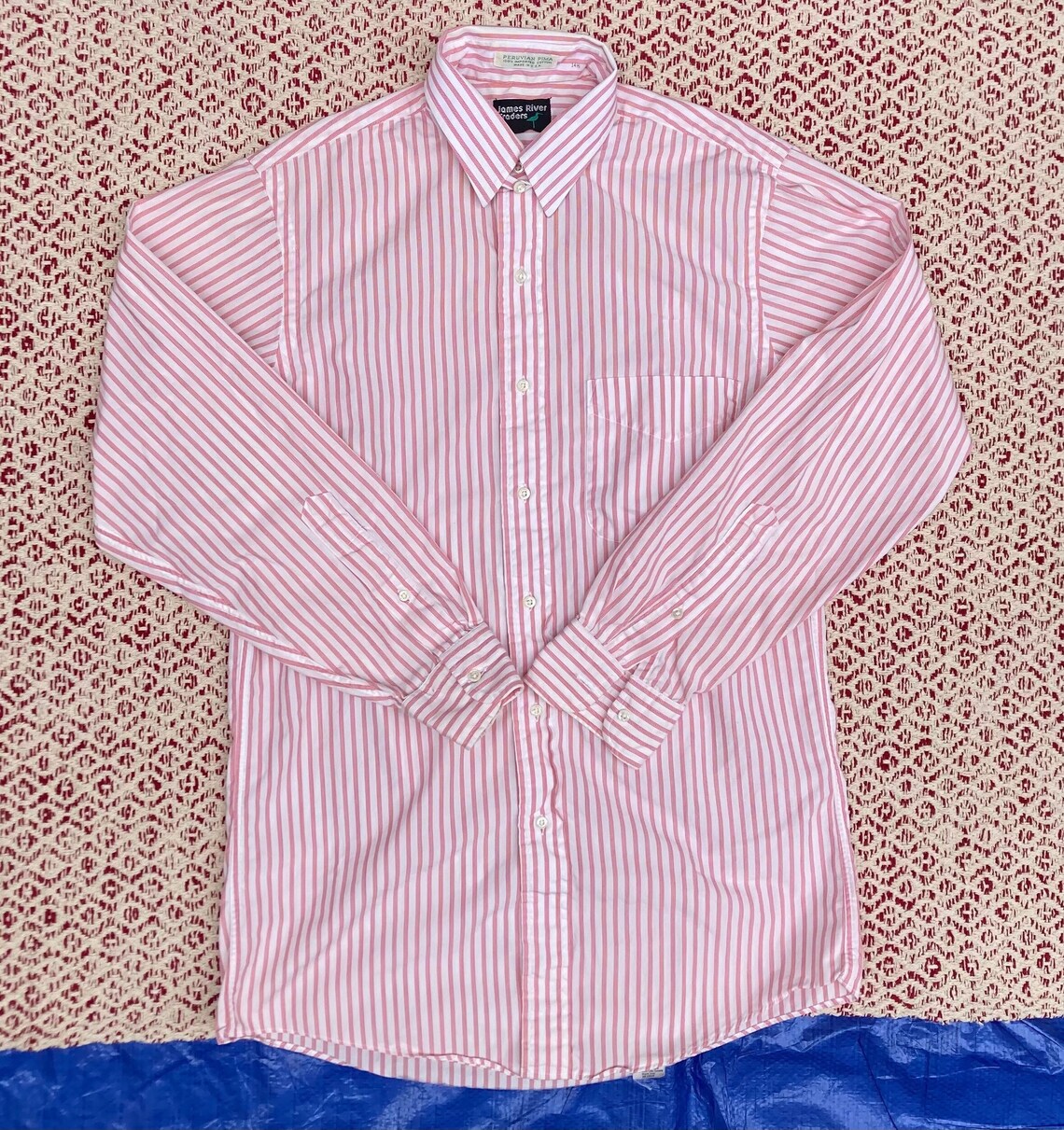 Vintage 80s Red Striped Shirt Vertical Soft Long Sleeve Button Down ...