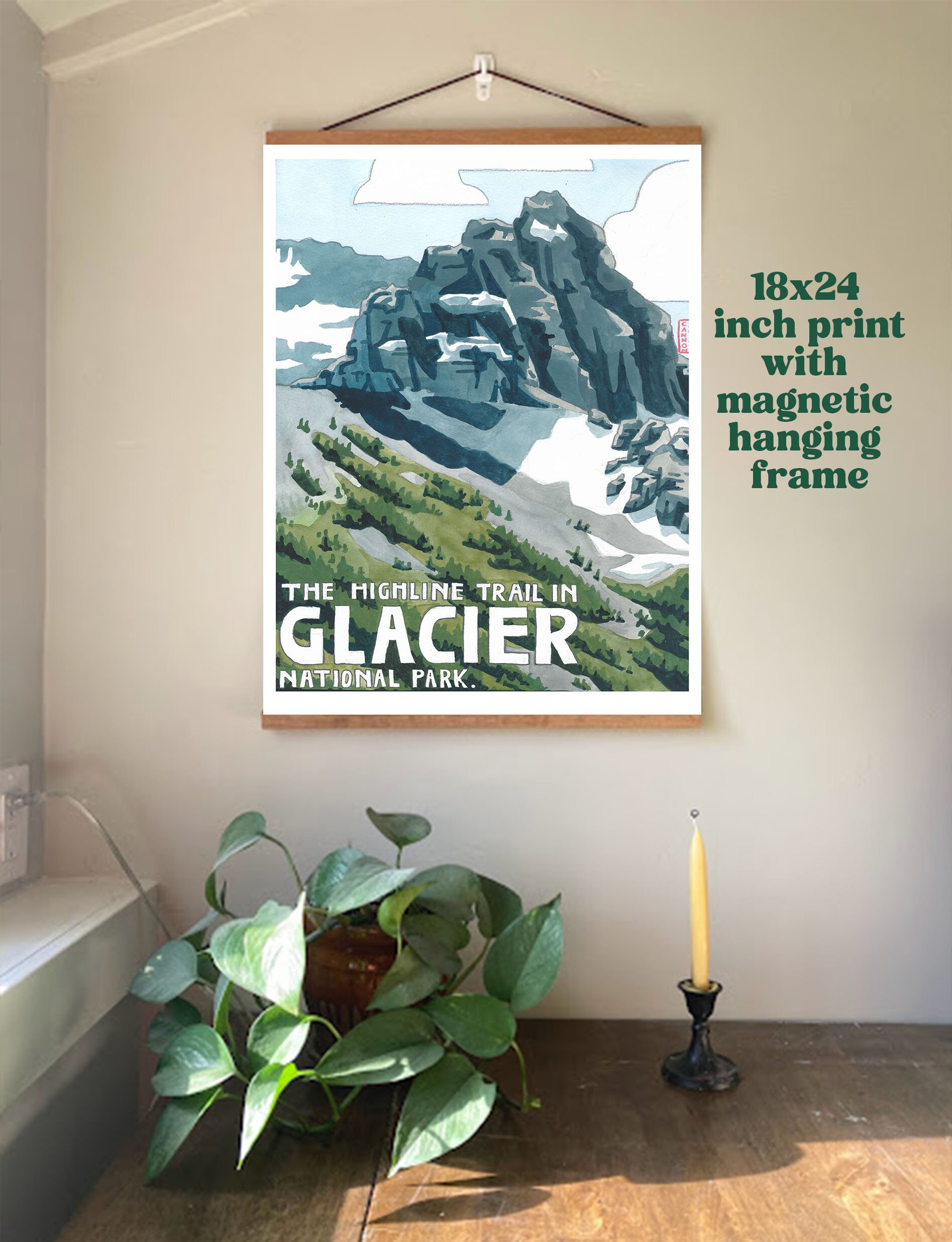 Glacier National Park Travel Poster- Highline Trail Glacier, Glacier ...
