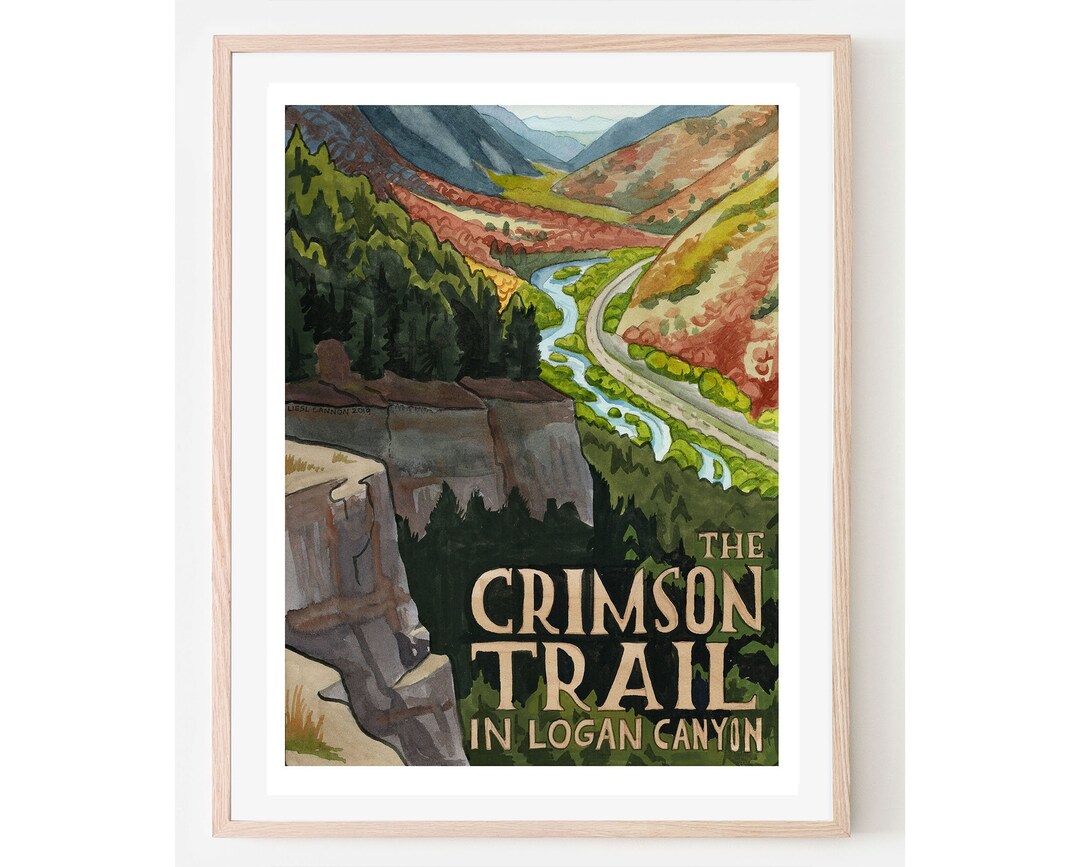 Crimson Trail Travel Poster- Utah Travel Poster, Cache Valley Art, Utah ...