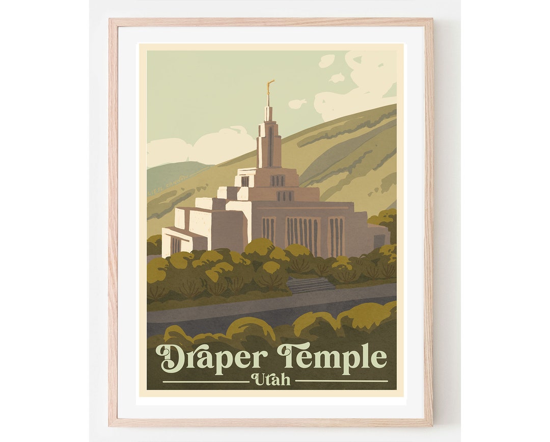 Draper LDS Temple Travel Poster- Mormon Temple Art, LDS Art, LDS Home ...