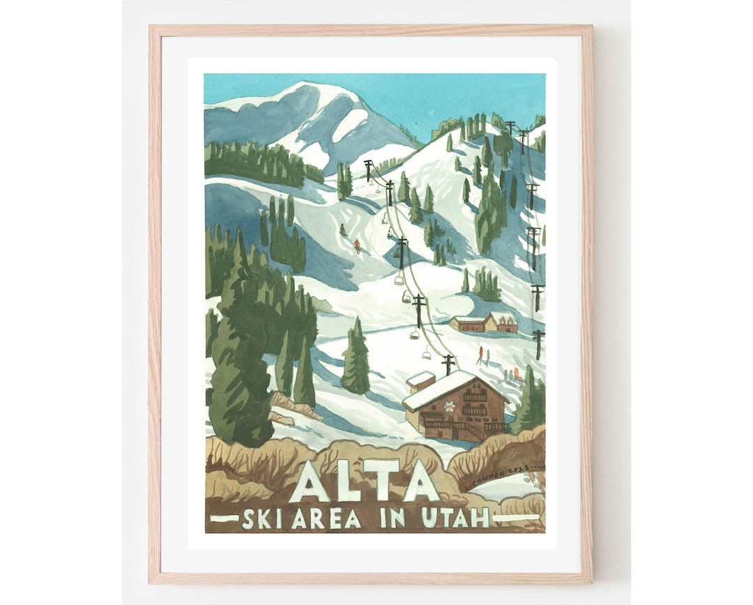 Alta Travel Poster- Utah Travel Poster, Utah Art Décor, Alta Ski Resort ...