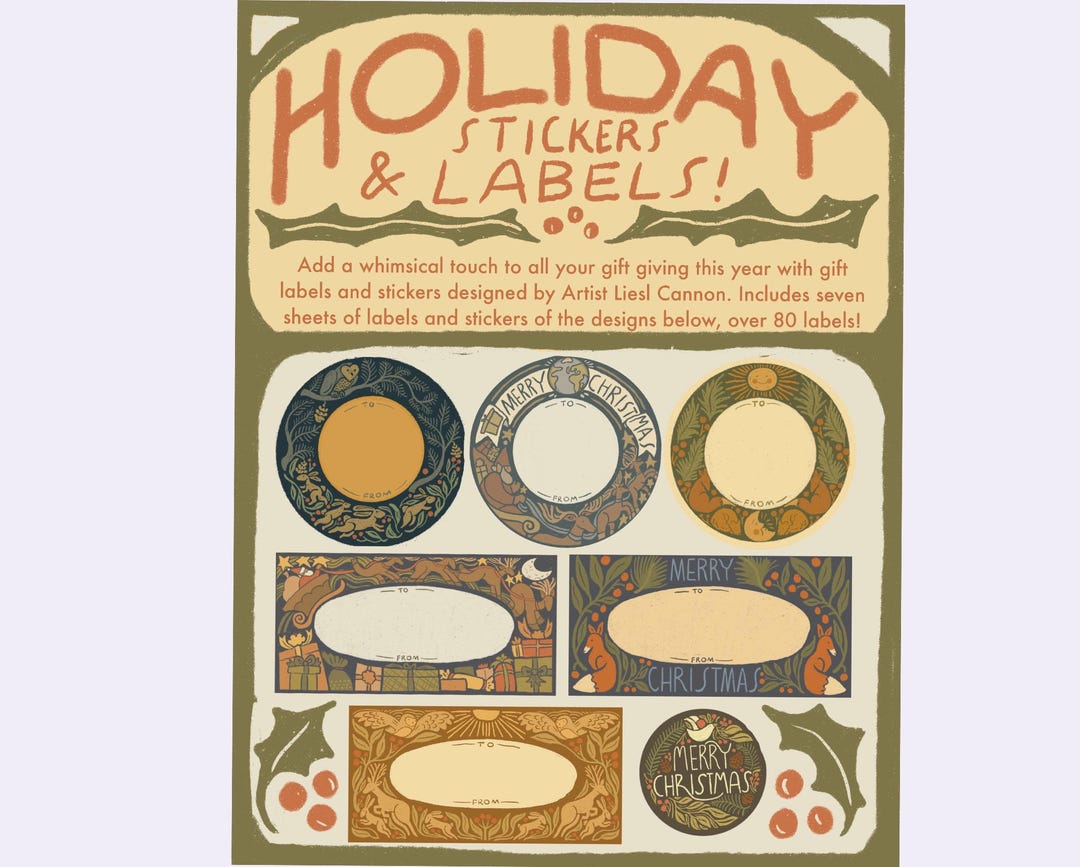 Holiday Sticker Labels- Gift Labels, Unique Christmas Stickers ...