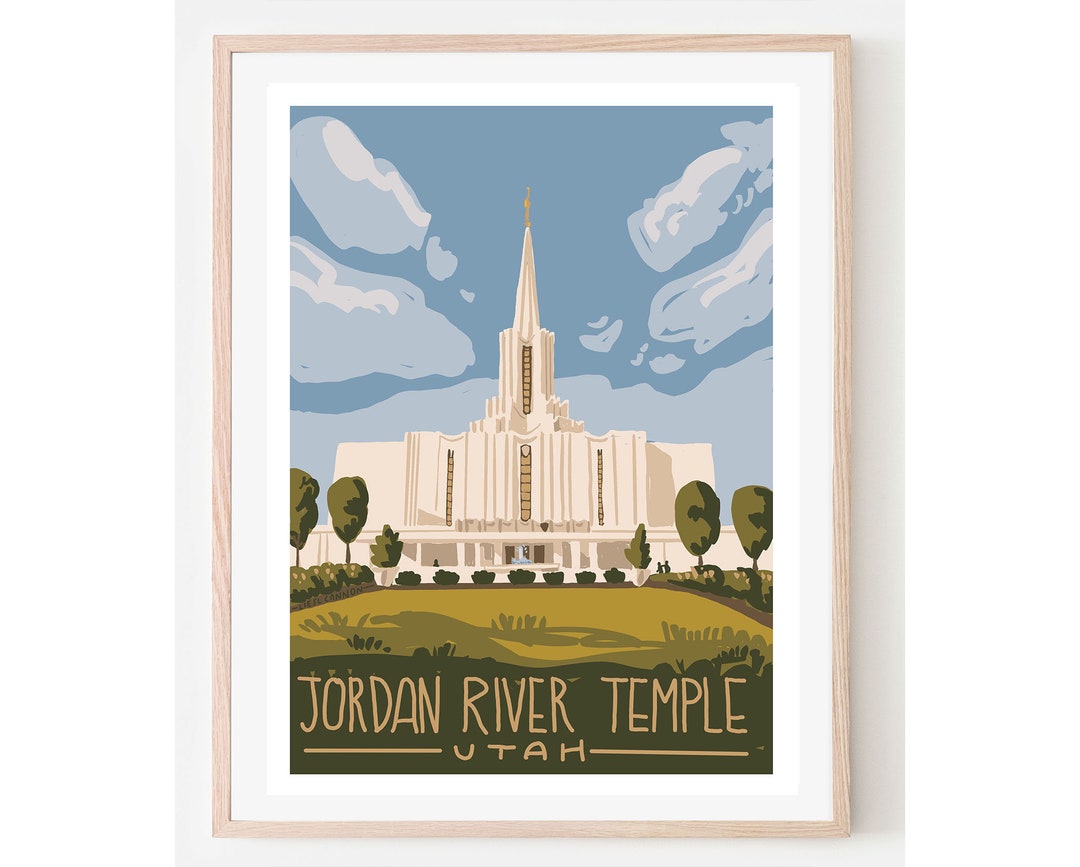 Jordan River LDS Temple Travel Poster Mormon Temple Art, LDS Art, LDS ...