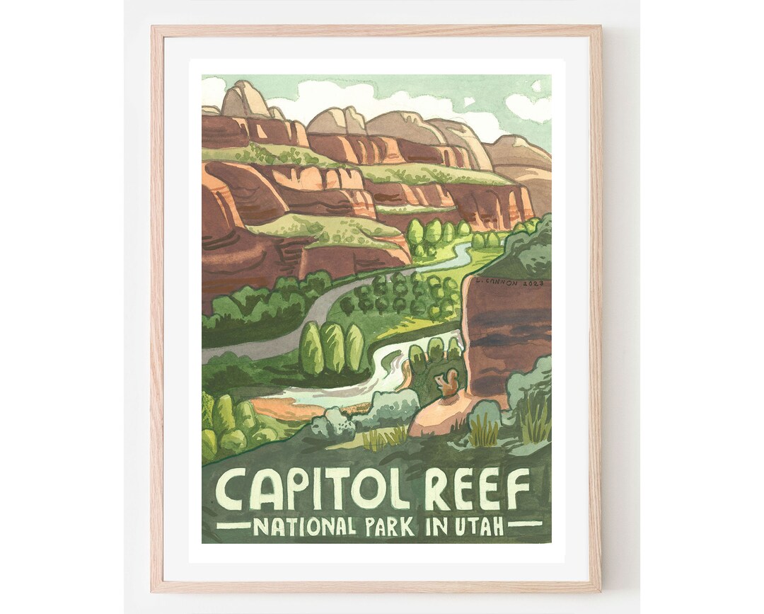 Capitol Reef National Park Travel Poster- Utah Travel Poster, National ...