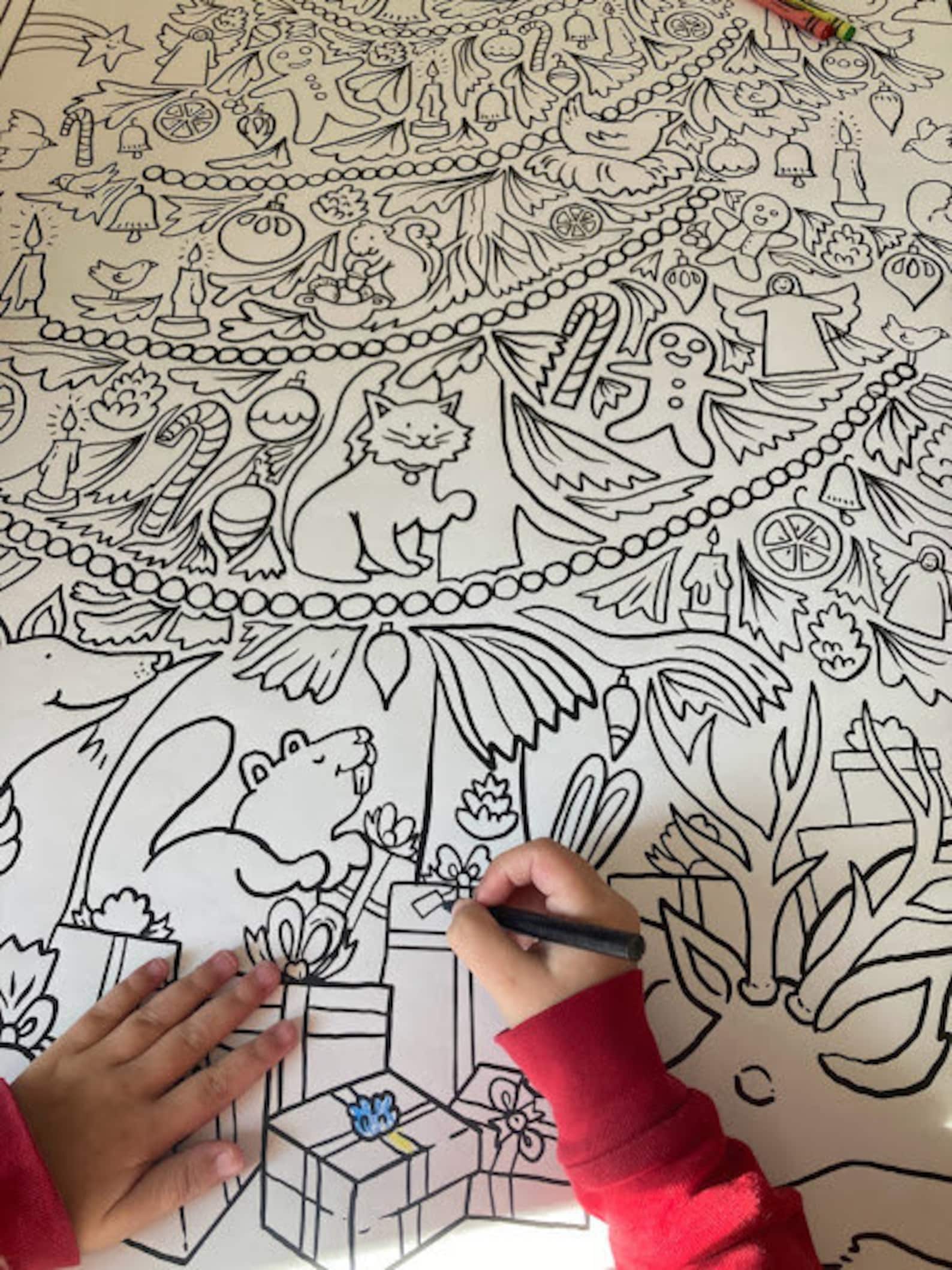 Giant Christmas Tree Coloring Page- Printable Christmas Coloring Page ...