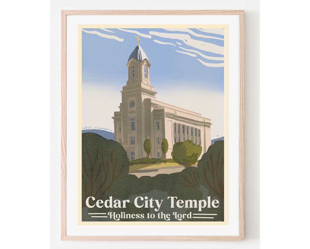 Cedar City Temple Travel Poster- Mormon Temple Art, LDS Temple Art, LDS ...