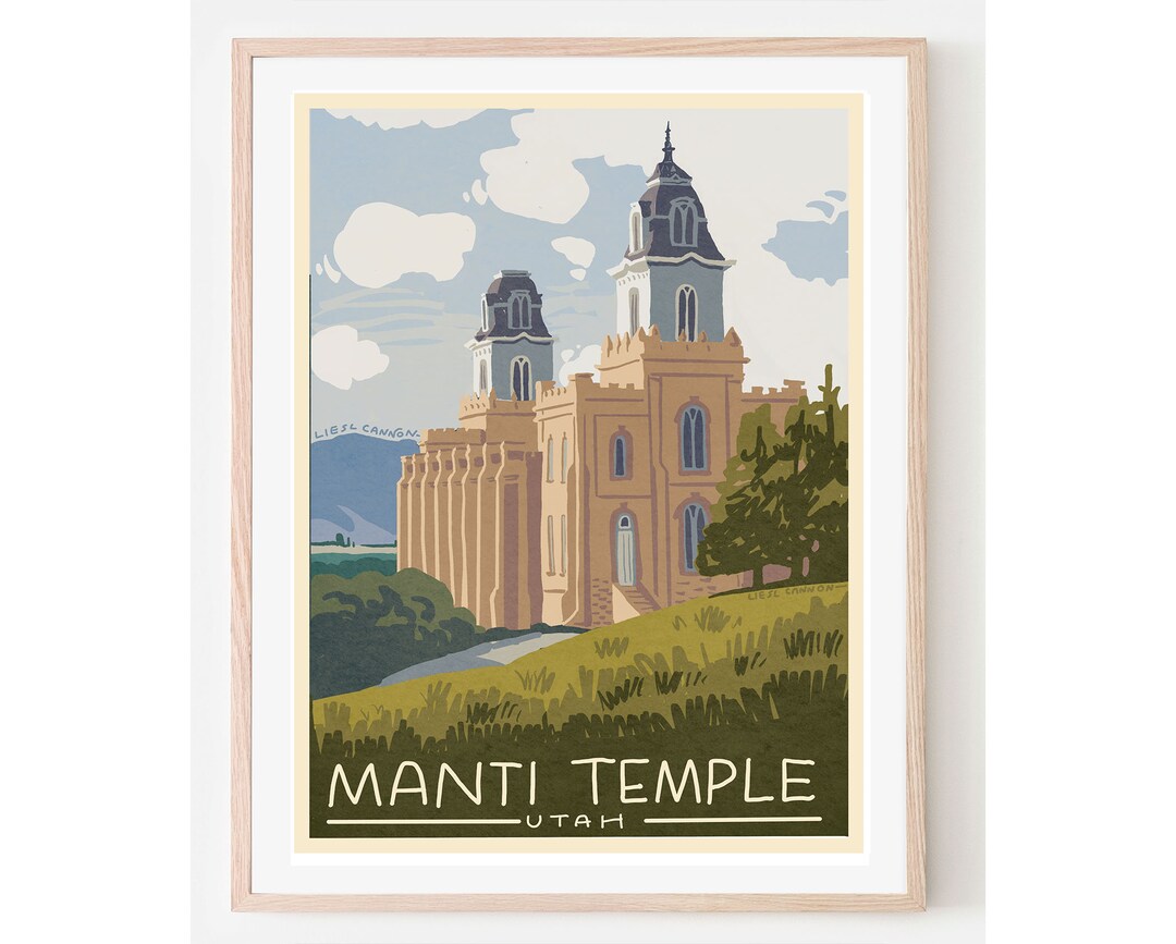 Manti LDS Temple Travel Poster- Mormon Temple Art, LDS Art, LDS Home ...