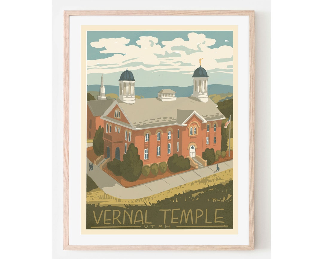 Vernal Temple Travel Poster- Mormon Temple Art, LDS Art, LDS Home Décor ...