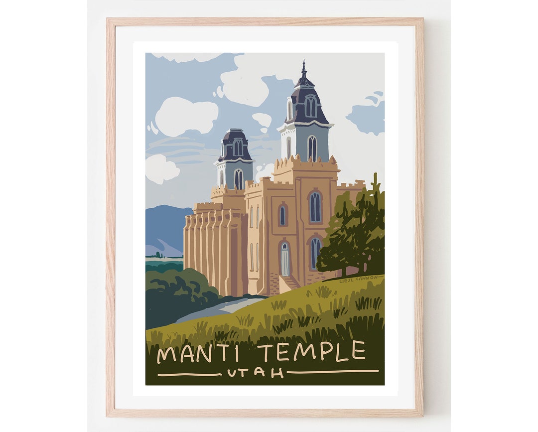 Manti LDS Temple Travel Poster Mormon Temple Art, LDS Art, LDS Home ...