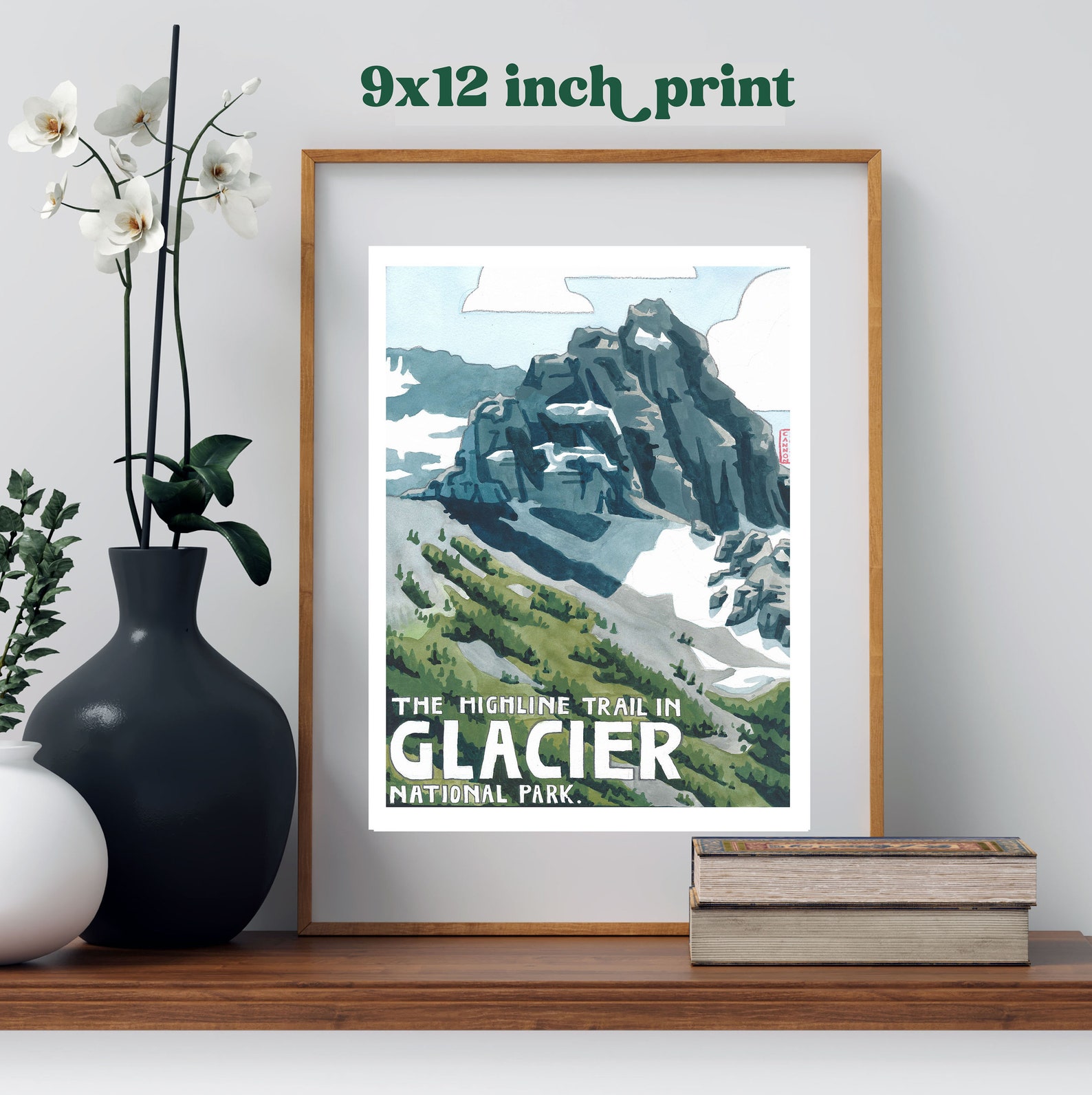 Glacier National Park Travel Poster- Highline Trail Glacier, Glacier ...