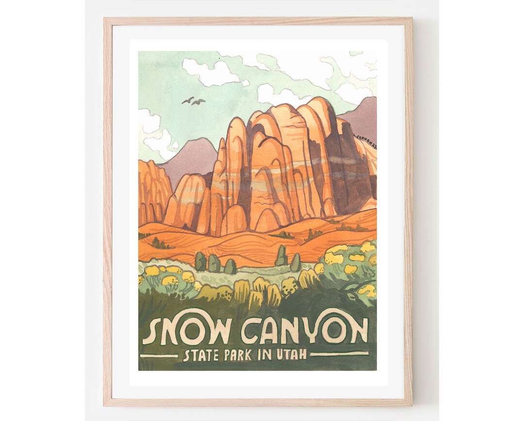 Snow Canyon Travel Poster- Utah Travel Poster, Utah State Park ...