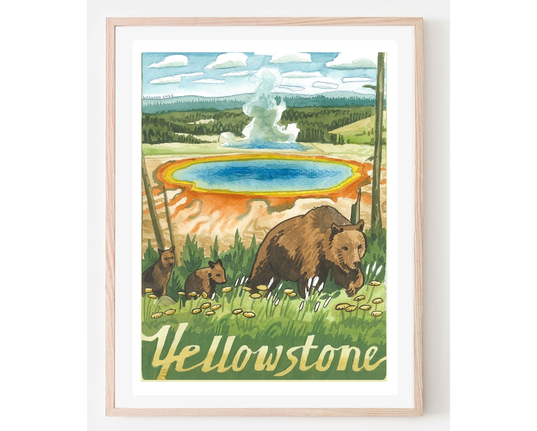 Yellowstone National Park Travel Poster- Yellowstone Travel Poster ...