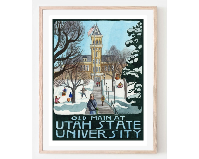 Old Main Travel Poster- Utah State University, USU, Logan Utah, Cache ...