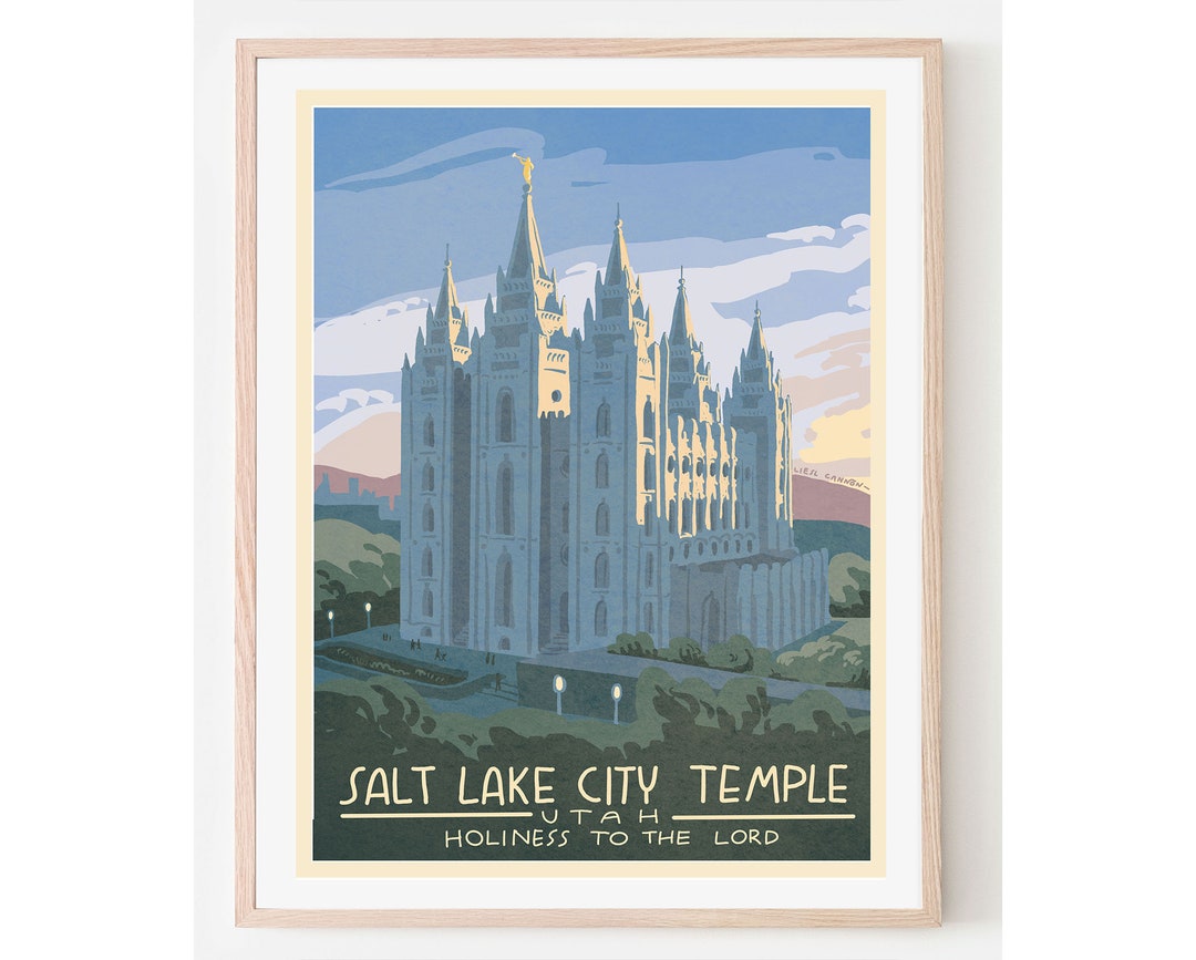 Salt Lake City LDS Temple Travel Poster- Mormon Temple Art, LDS Art ...
