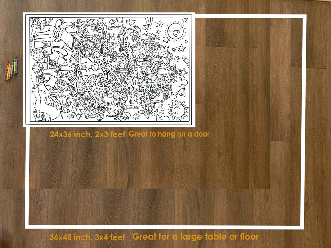 Giant Christmas Tree Coloring Page- Printable Christmas Coloring Page ...