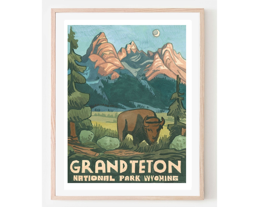 Grand Teton National Park Travel Poster- Wyoming Travel Poster ...