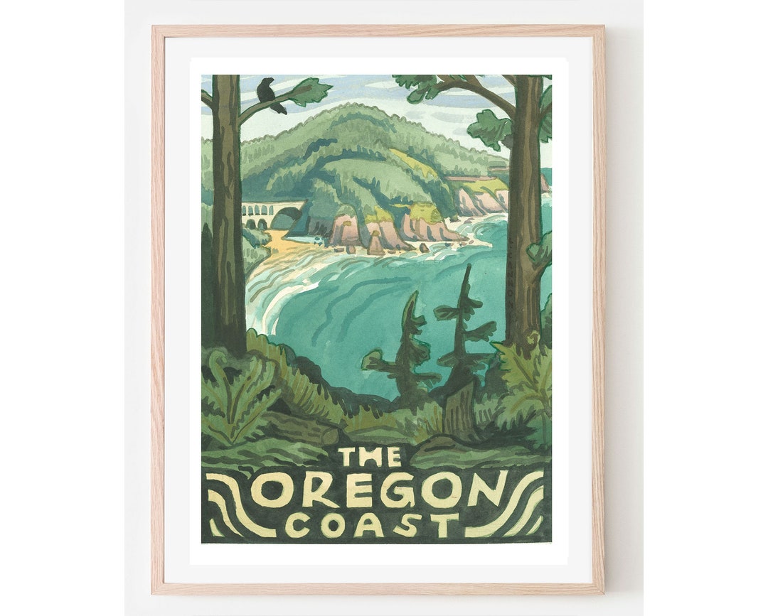 Oregon Coast Travel Poster, Oregon Travel Poster, Oregon Art, Oregon ...