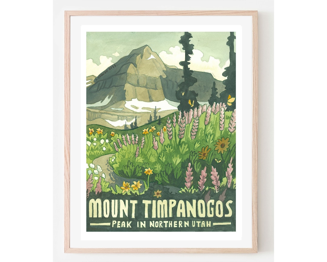 Mount Timpanogos Travel Poster- Mount Timp Art, Utah Travel Poster ...