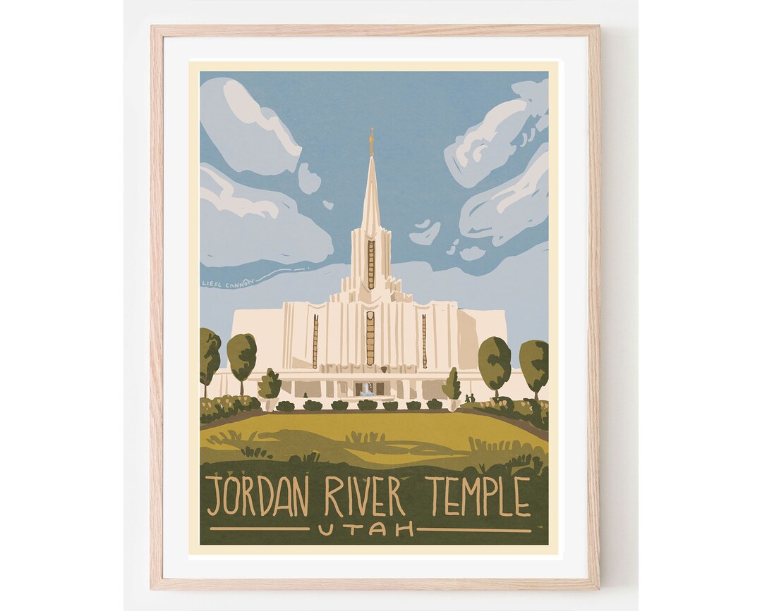 Jordan River LDS Temple Travel Poster- Mormon Temple Art, LDS Art, LDS ...