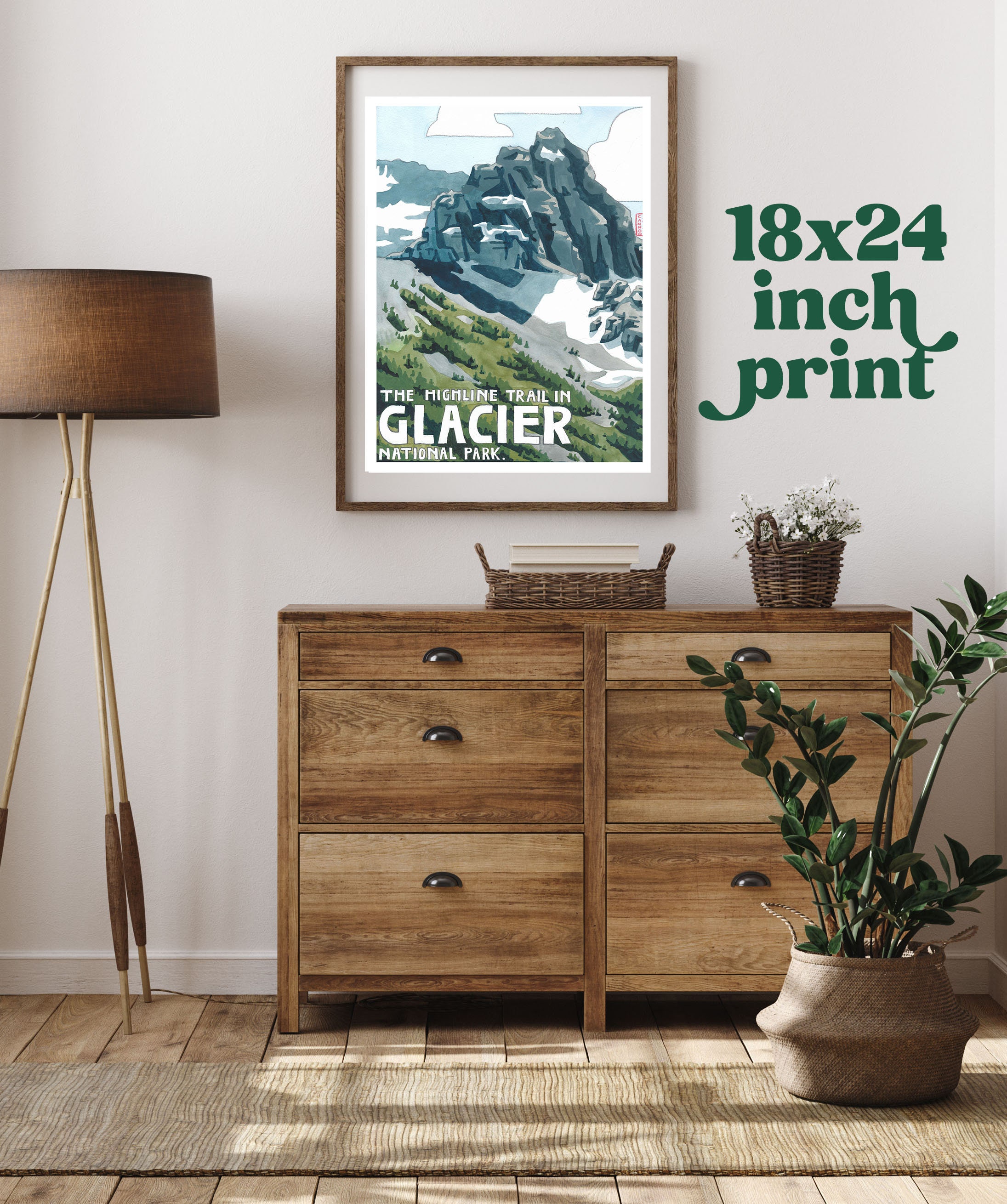 Glacier National Park Travel Poster- Highline Trail Glacier, Glacier ...