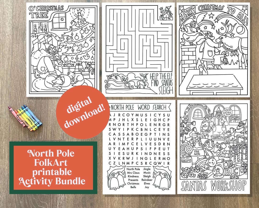 North Pole Coloring Pages- Christmas Activity, Christmas Coloring ...
