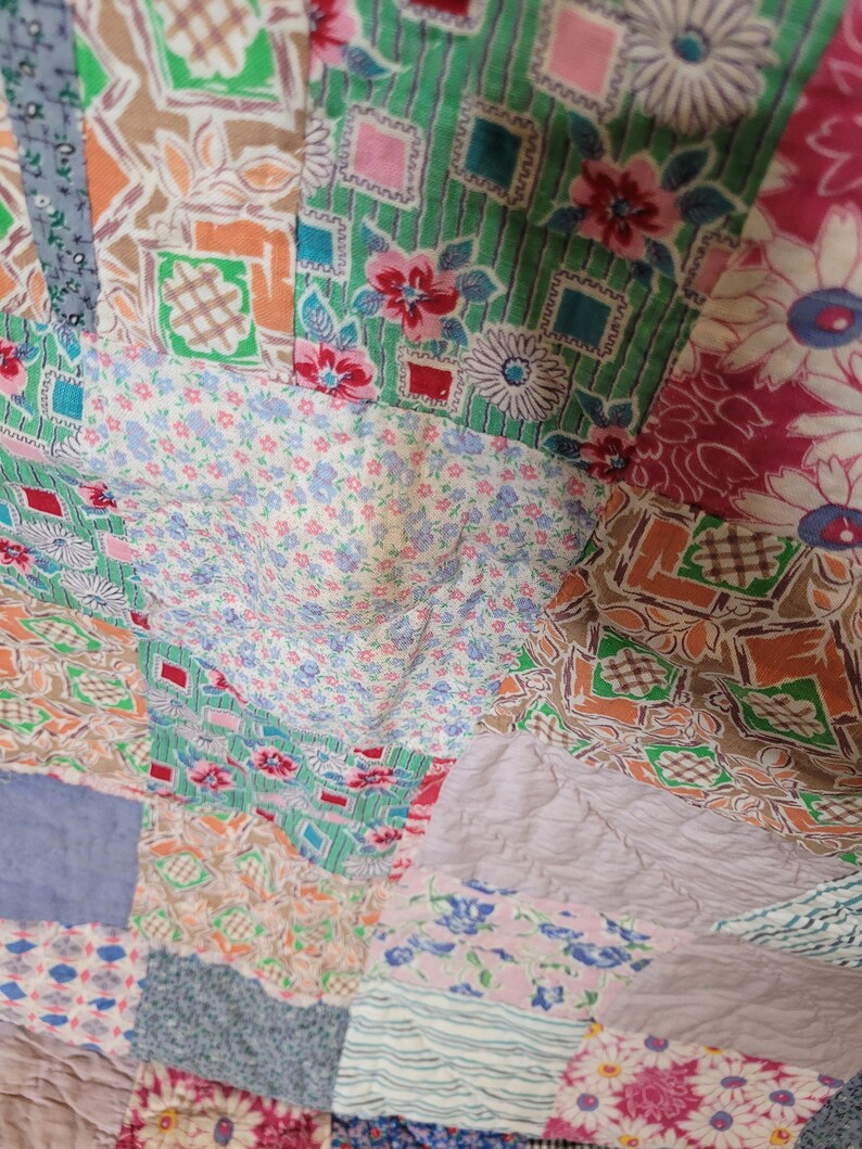Very Vintage Handmade Quilt, Scrap Quilt, Multi-color - Etsy