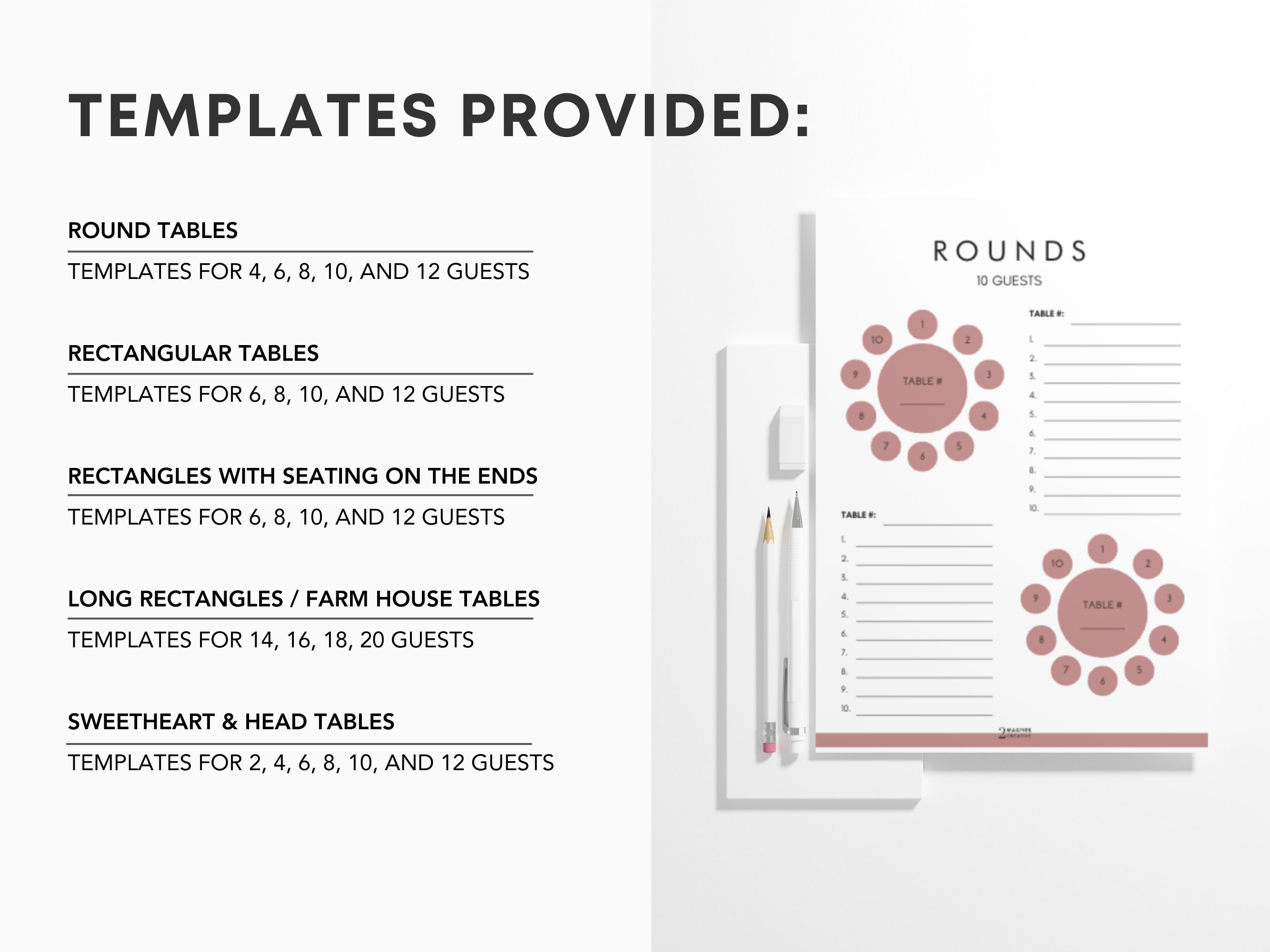 Wedding Tables & Seating Template - Baked Rose | Wedding Seating Chart ...