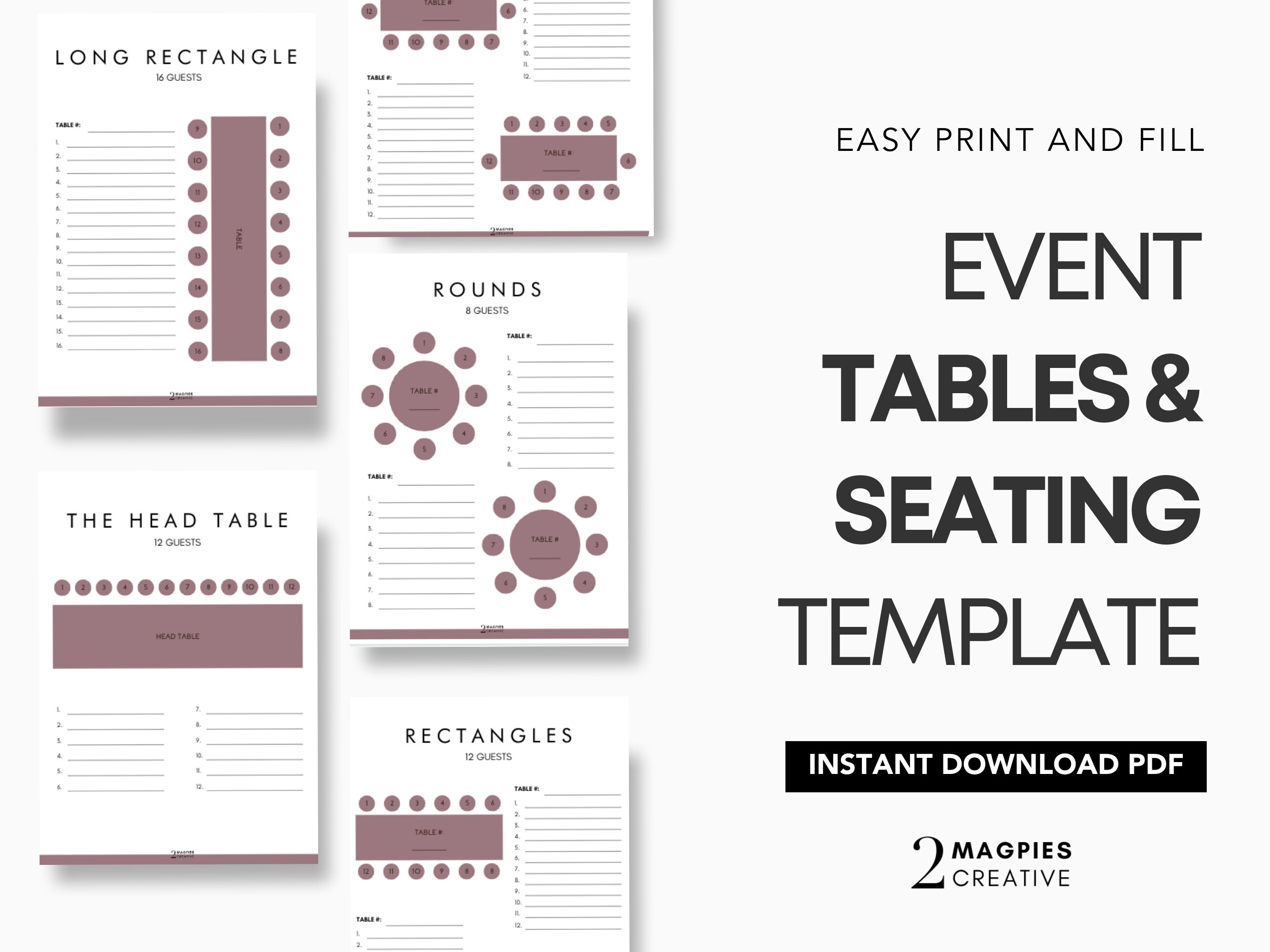 Wedding Tables & Seating Template - Vintage Plum | Wedding Seating ...