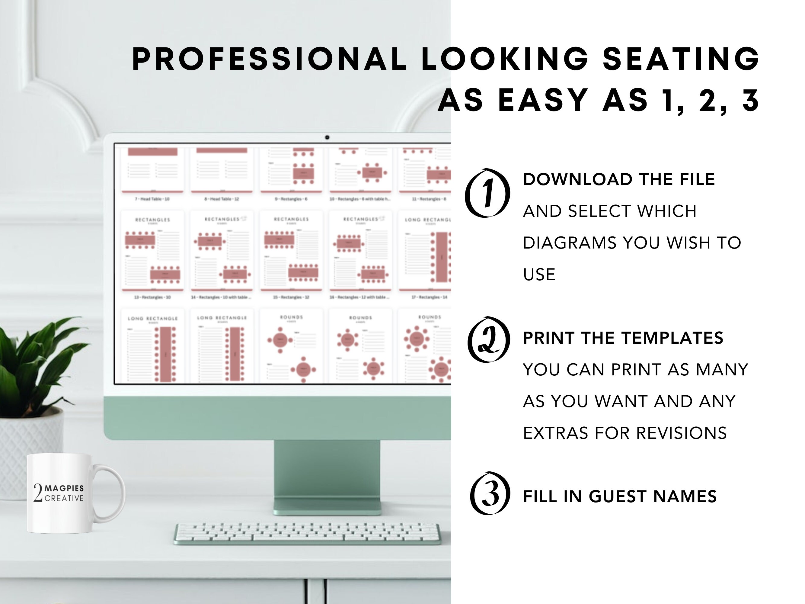 Wedding Tables & Seating Template - Baked Rose | Wedding Seating Chart ...