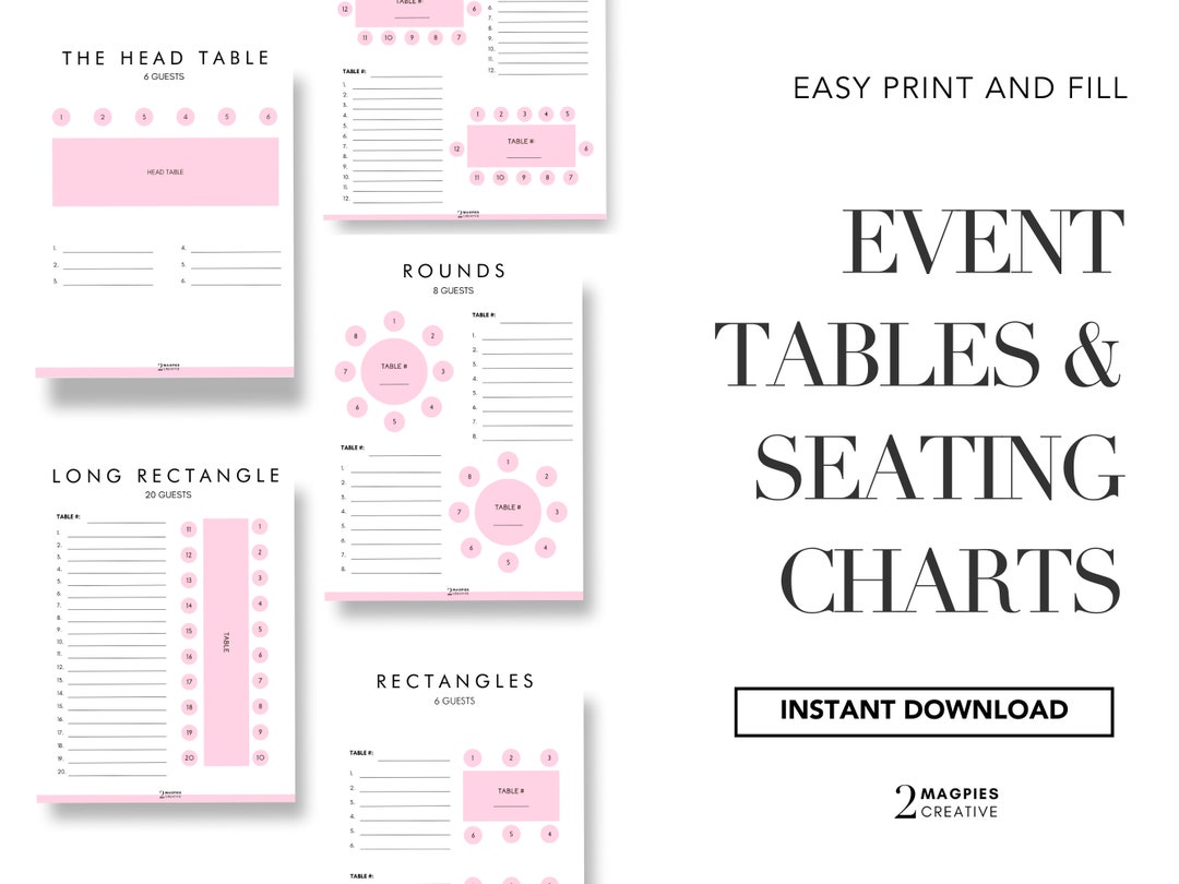 Wedding Tables & Seating Template - Bubble Gum Pink |wedding Seating ...