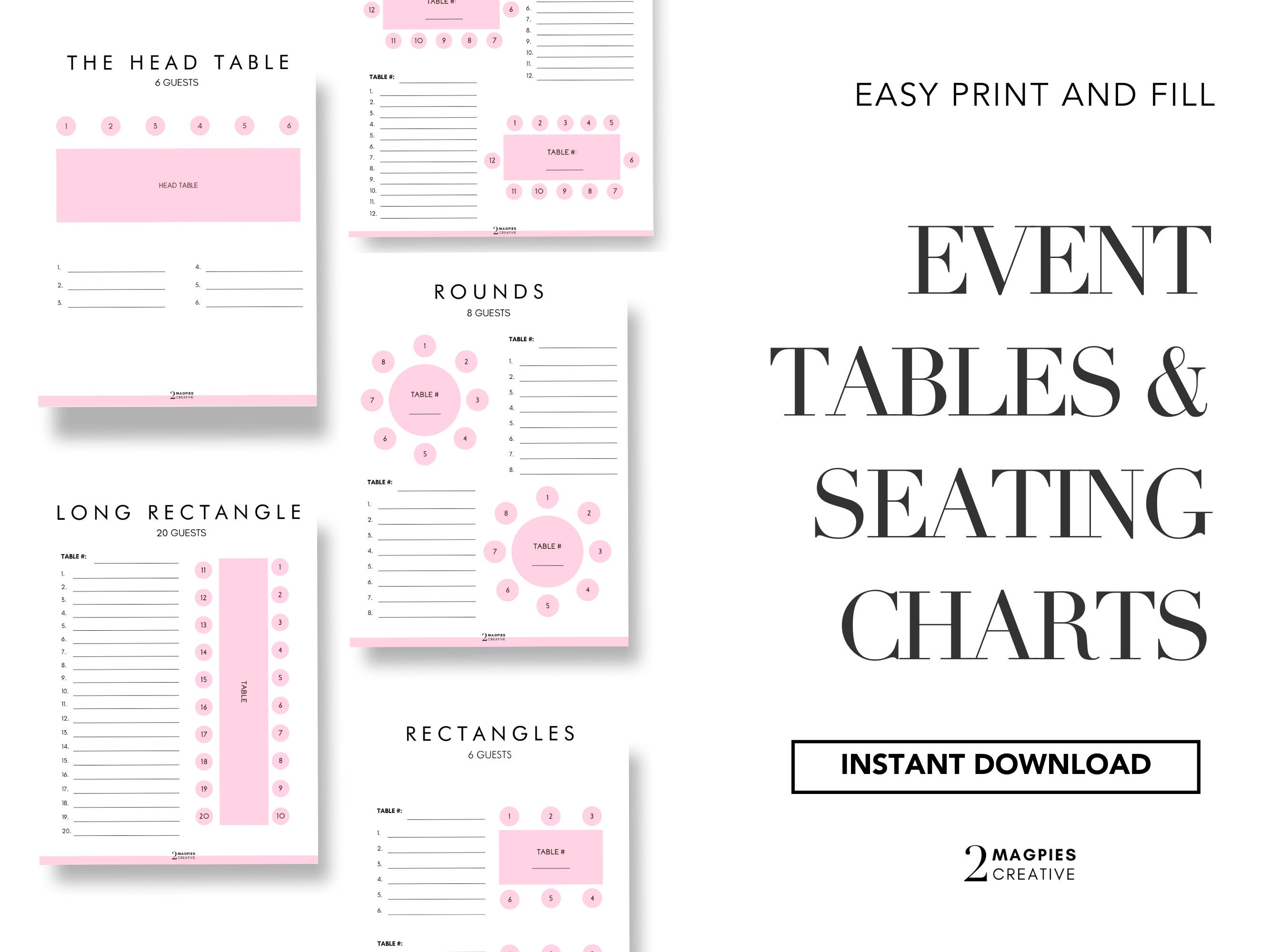 Wedding Tables & Seating Template - Bubble Gum Pink |wedding Seating ...